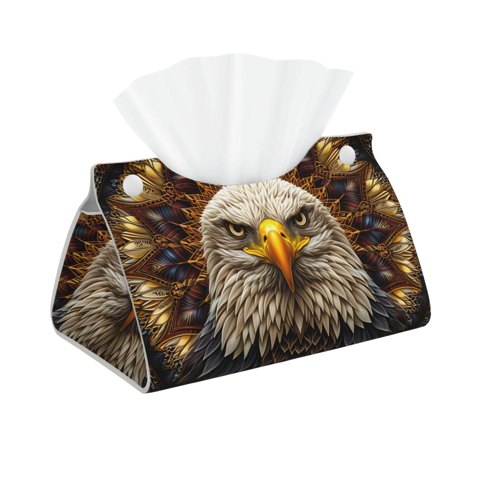 Xecao Vintage Pattern Bald Eagle Print Tissue Box Cover,Modern PVC ...