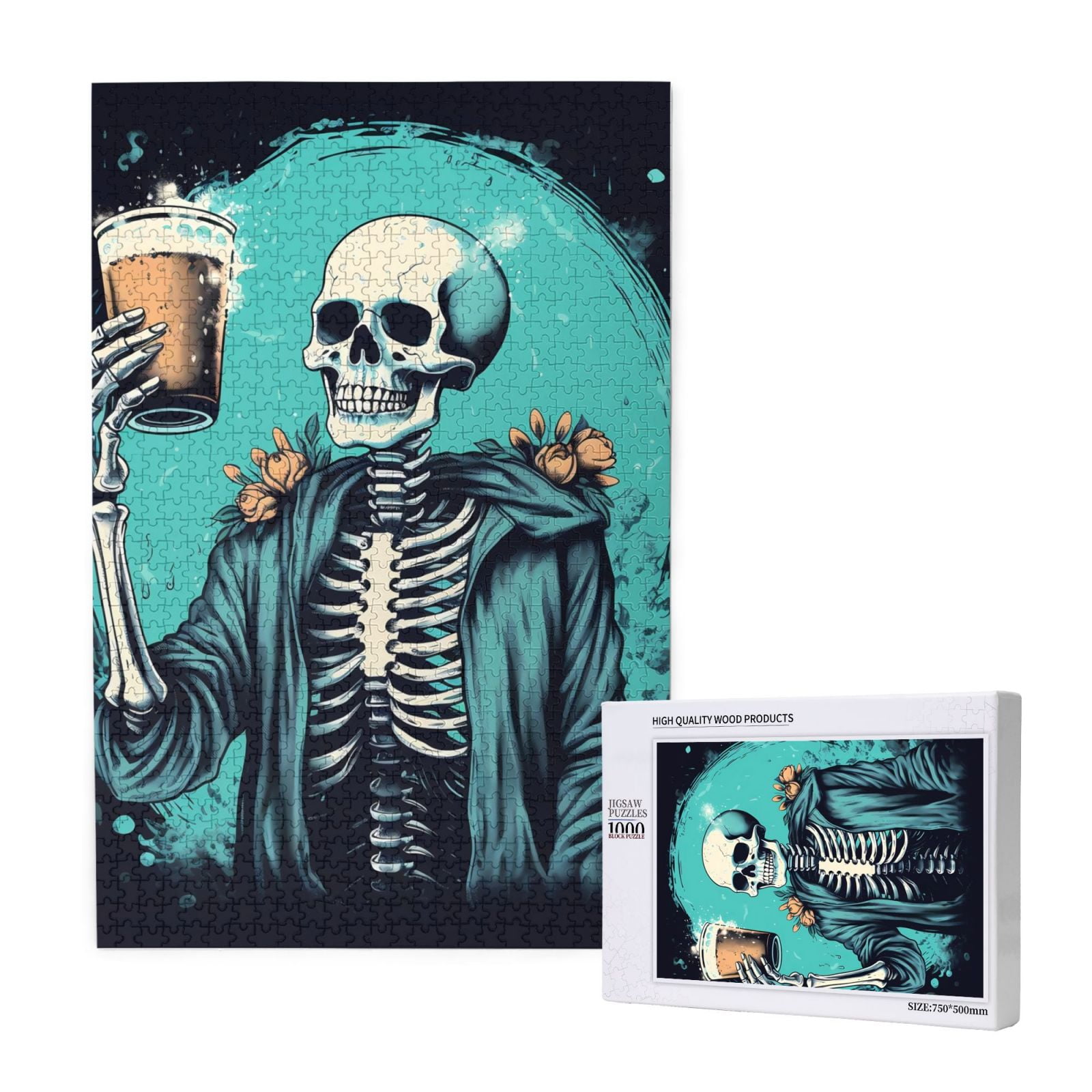 Xecao Vintage Skull Beer Pattern 1000 Piece Puzzles , Jigsaw Puzzles ...