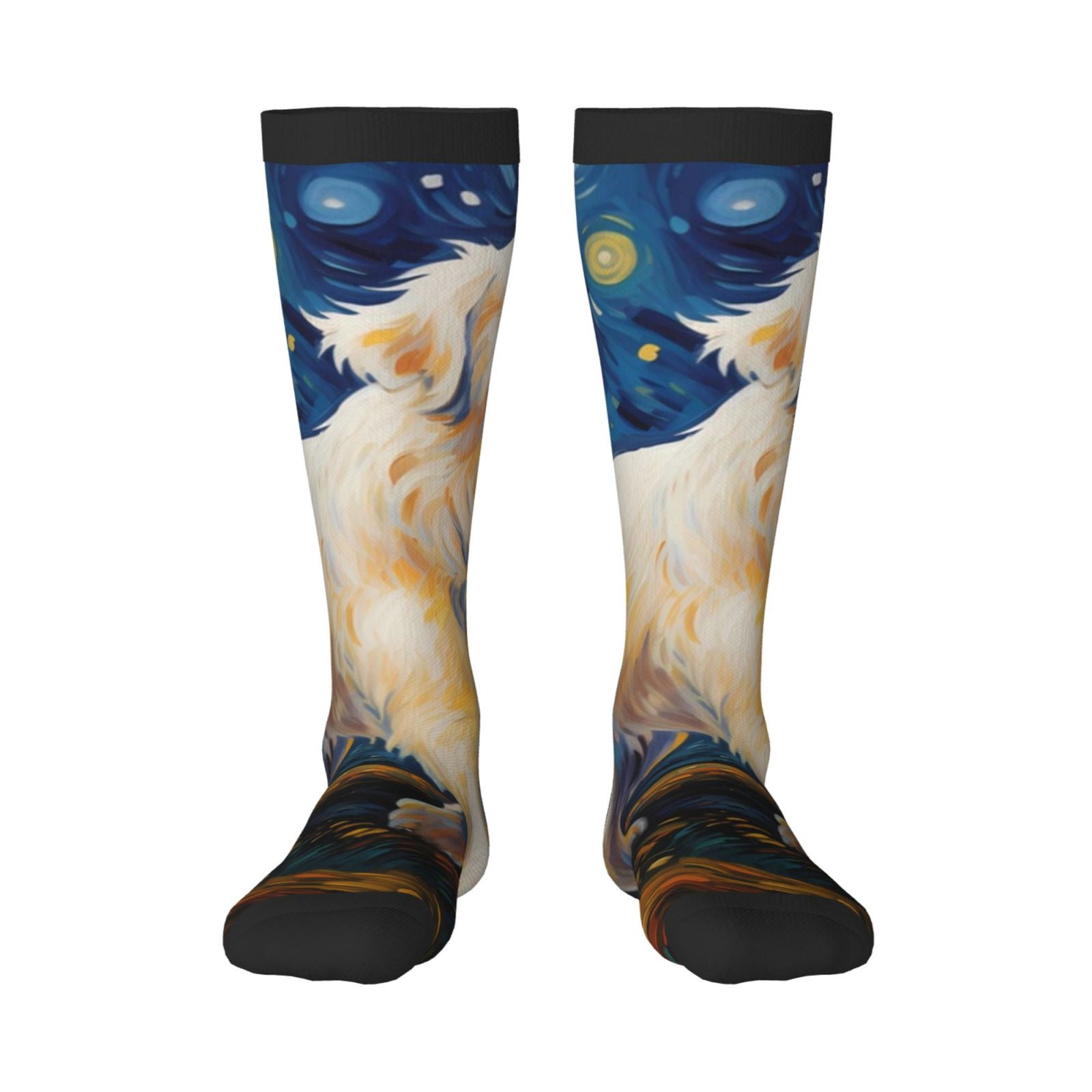 Xecao Vintage Starry Sky Labrador print thigh-high socks, crafted for ...