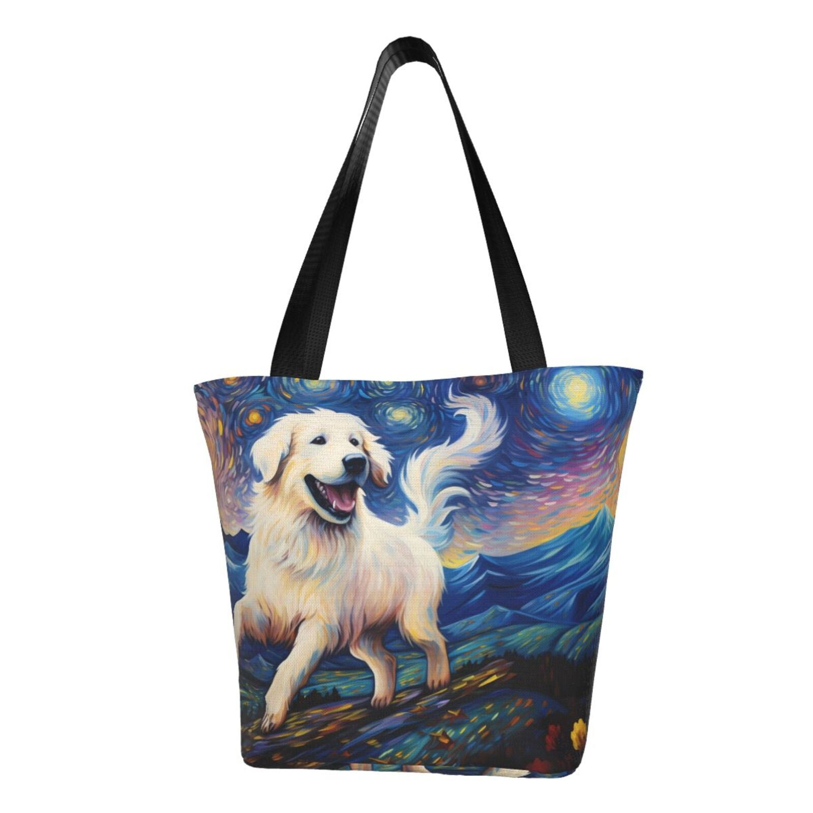 Xecao Vintage Starry Sky Puppy for Tote Bag for Women -Tote Shoulder Bag with A Little Pocket ...