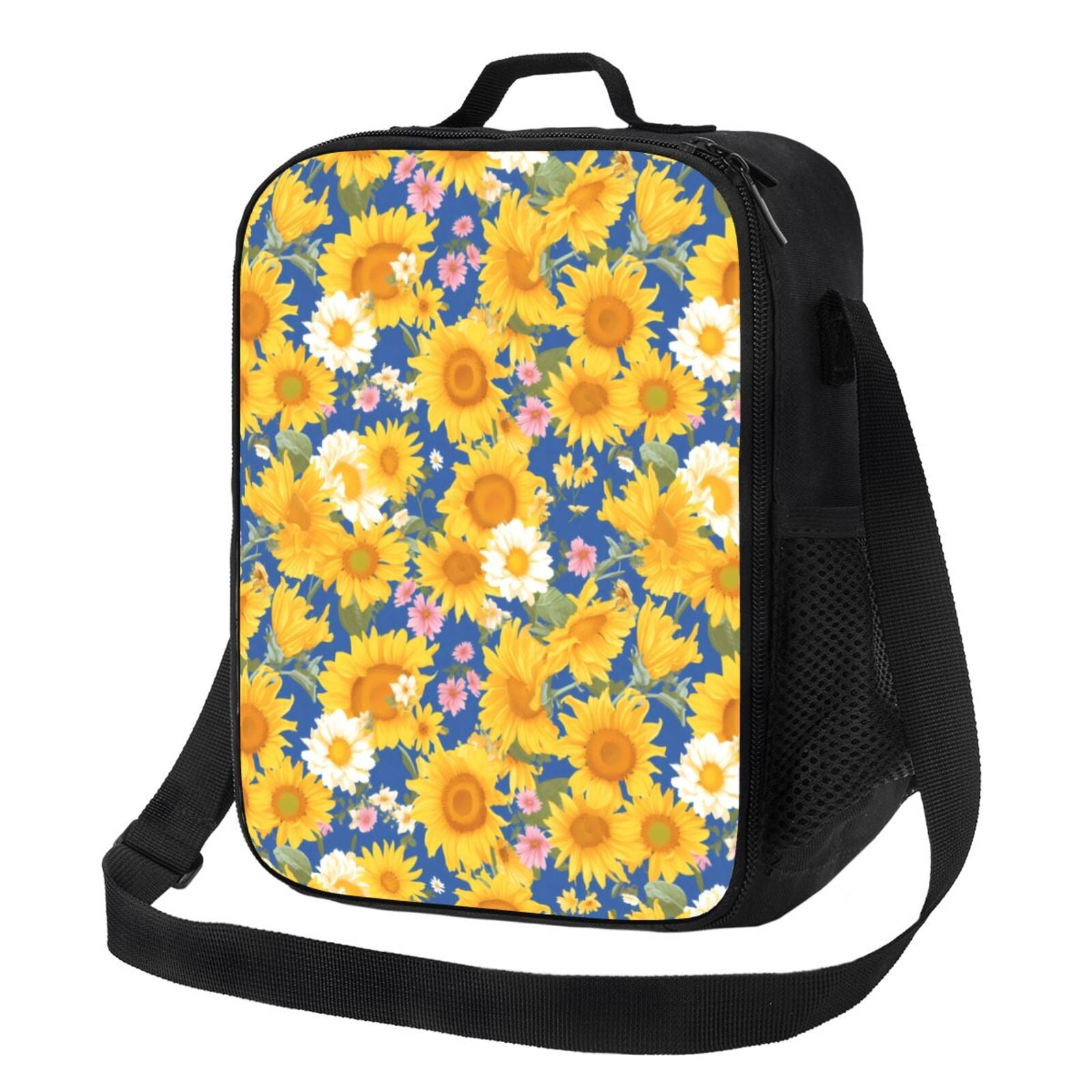 Xecao Vintage White Yellow Sunflower Print Lunch Bag - Durable, Double ...