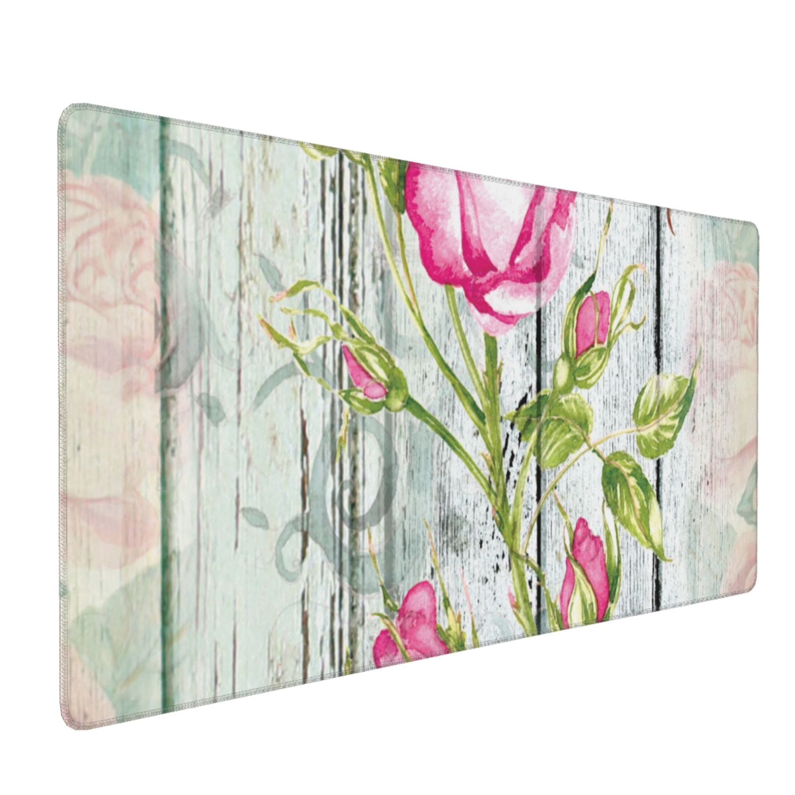 Xecao Vintage Wood Background with Floral Print Large Mouse Pad, 16x35 ...