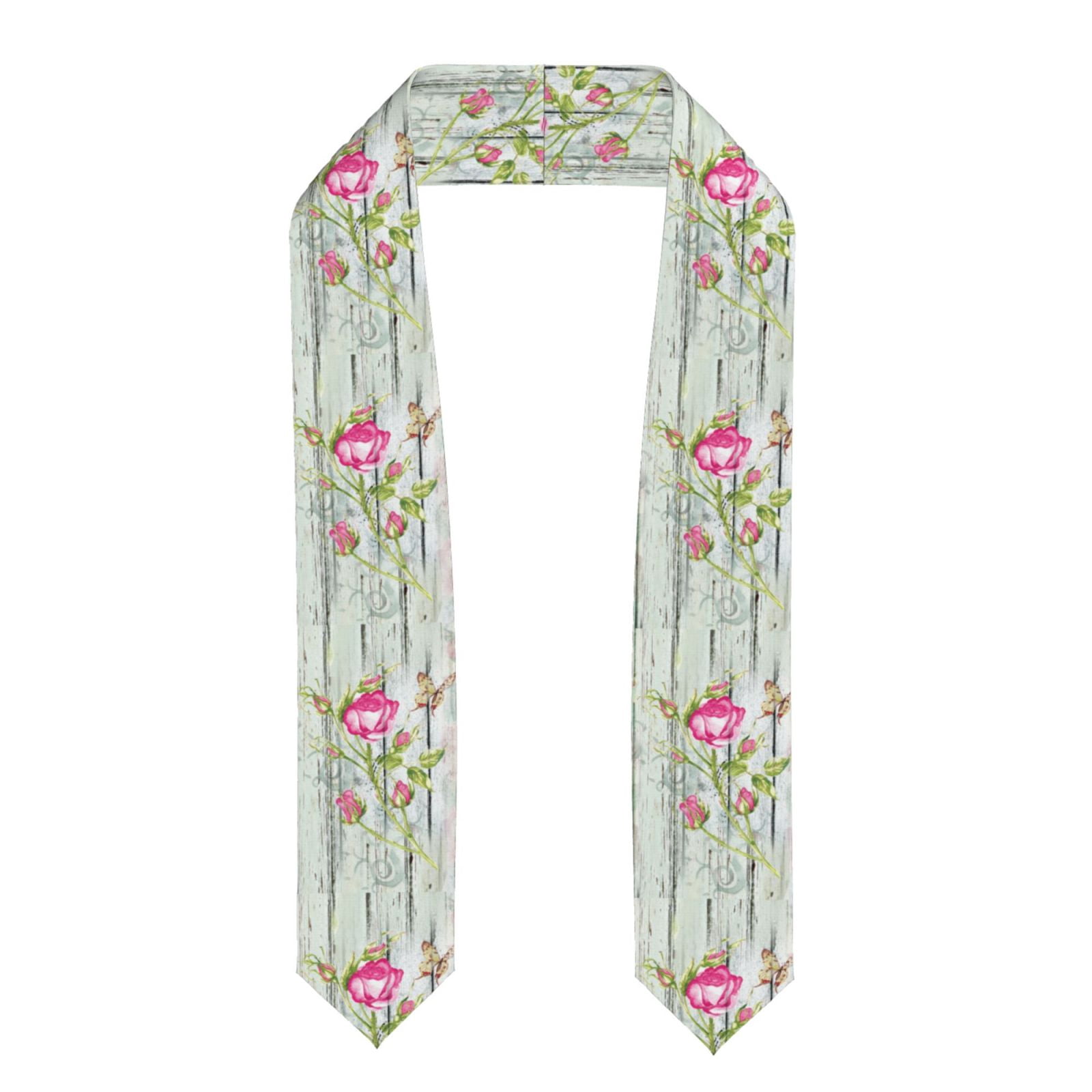 Xecao Vintage Wood Background with Floral Print Graduation Shawl Stole ...