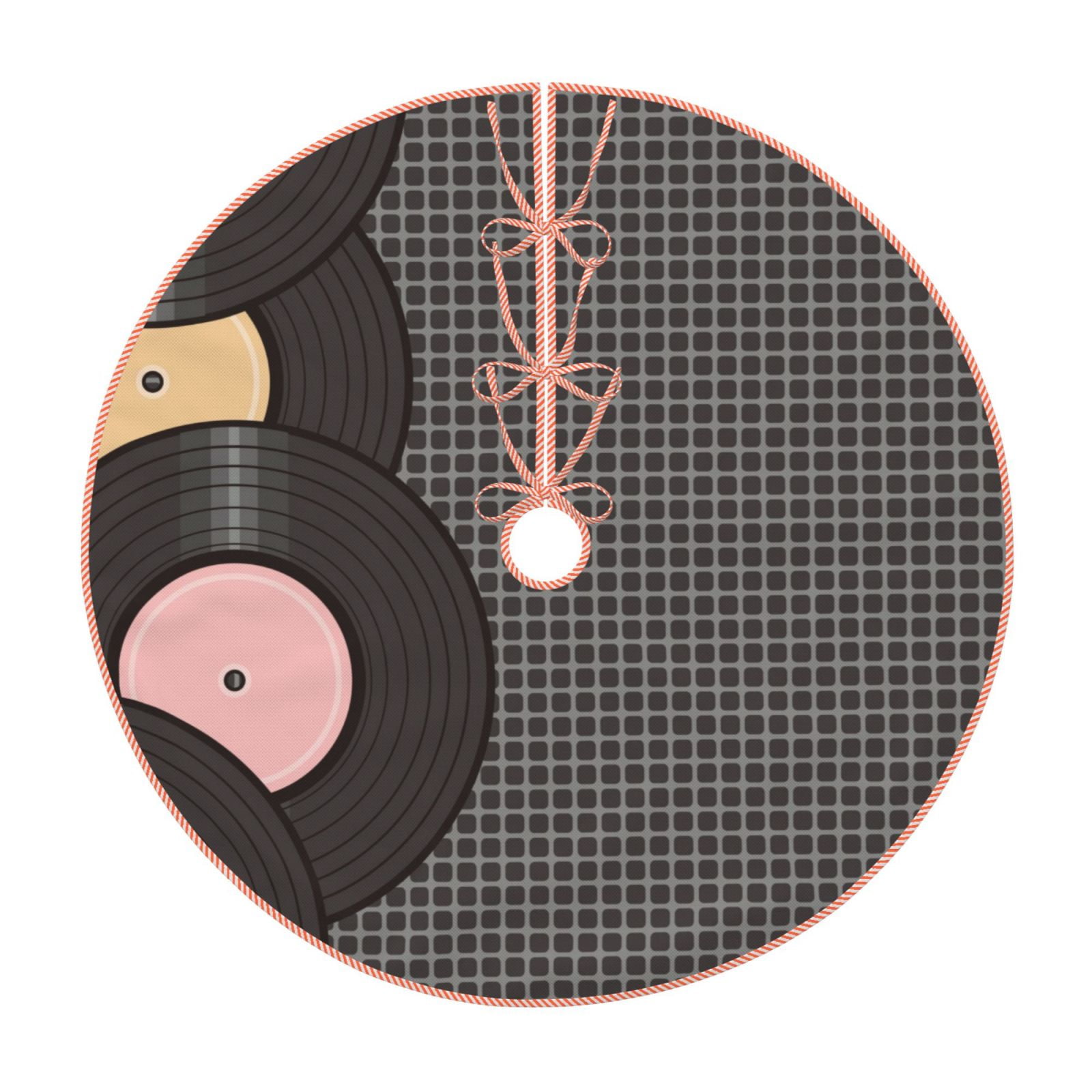Xecao Vinyl Records Pattern Christmas Tree Skirt Holiday Part ...