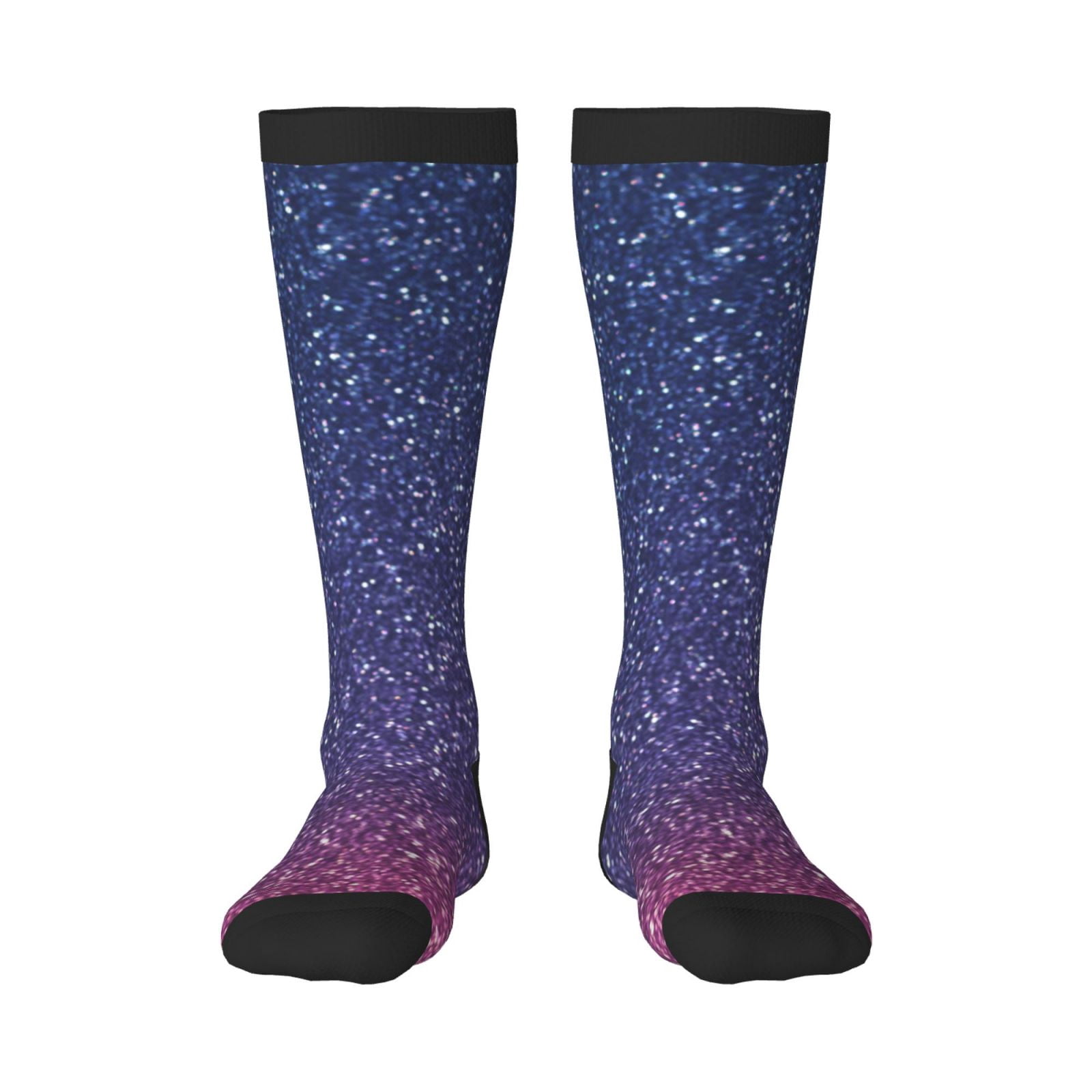Xecao Violet Glitter print thigh-high socks, crafted for both men and ...