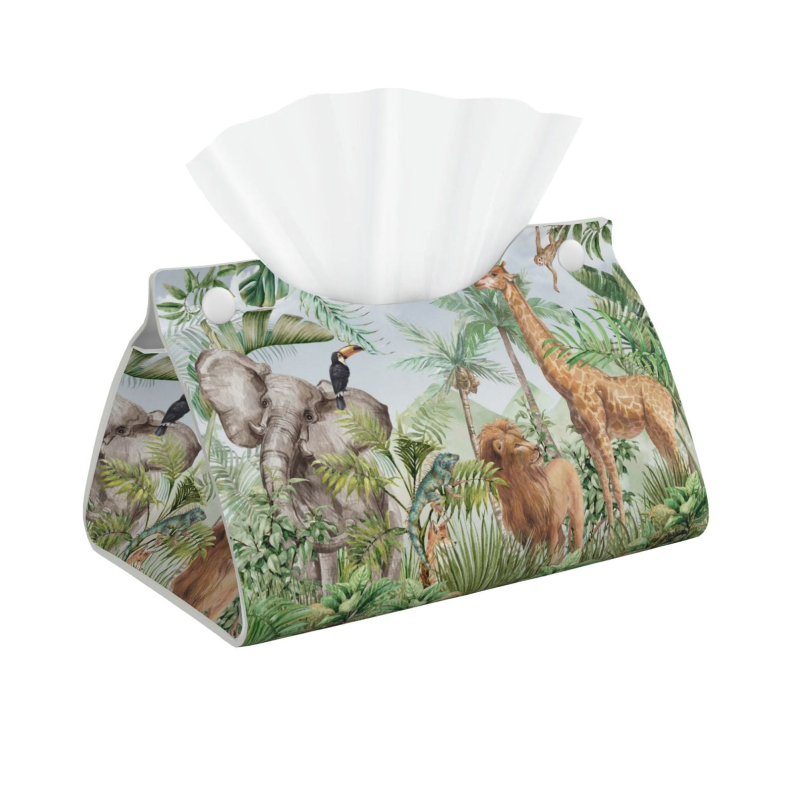 Xecao Watercolor African Animals Wildlife Print Tissue Box Cover,Modern ...