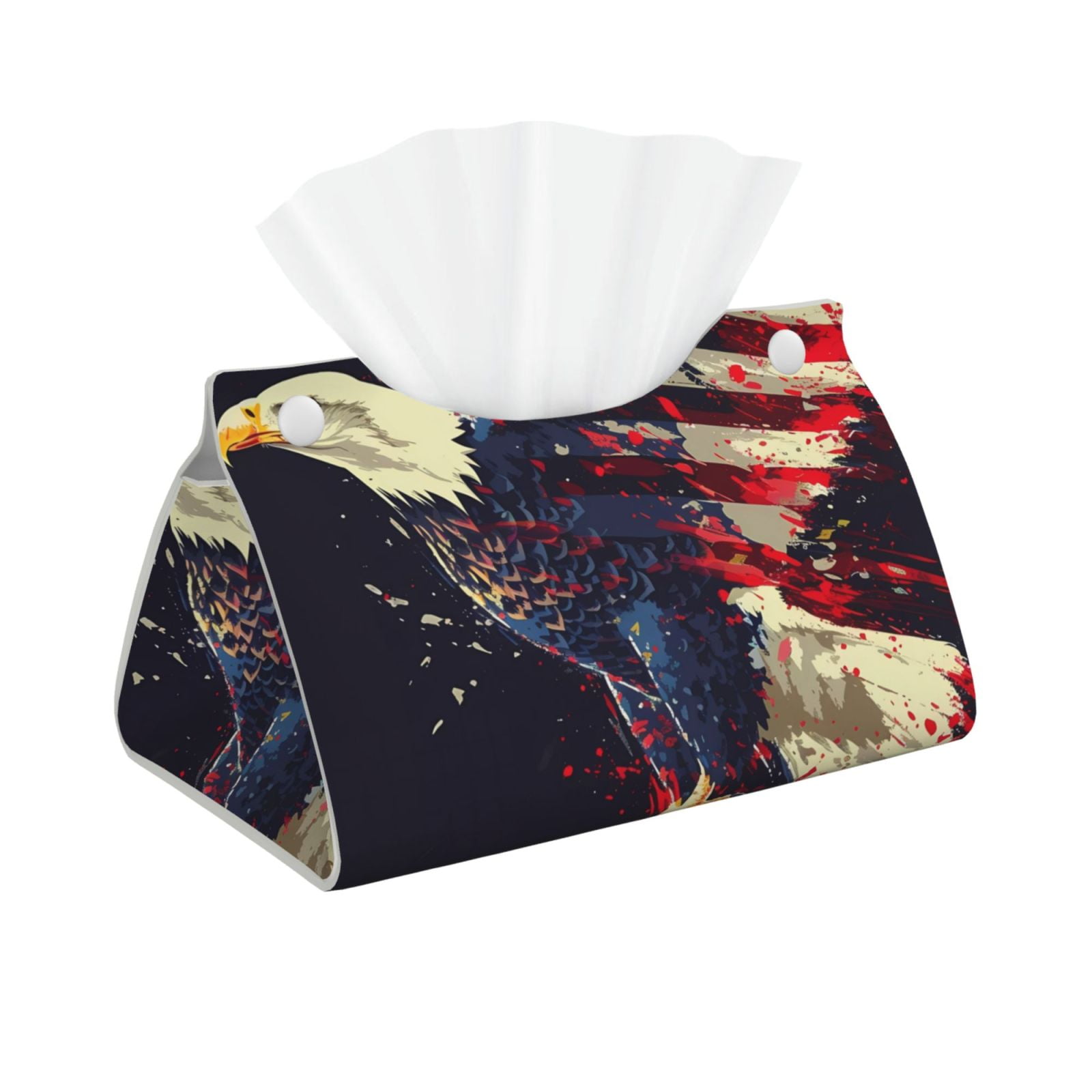 Xecao Watercolor Bald Eagle Print Tissue Box Cover,Modern PVC Leather ...