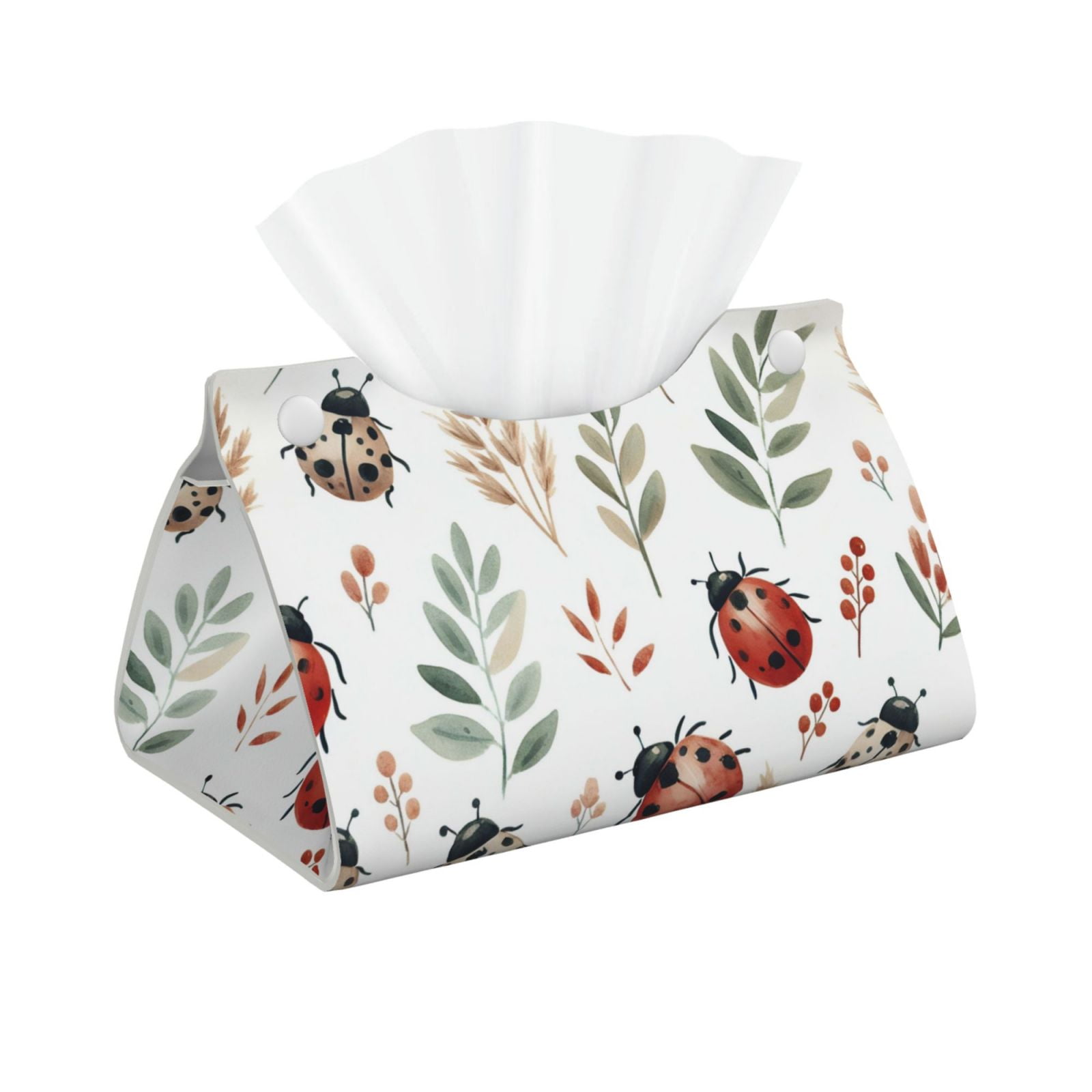 Xecao Watercolor Ladybug Print Tissue Box Cover,Modern PVC Leather ...