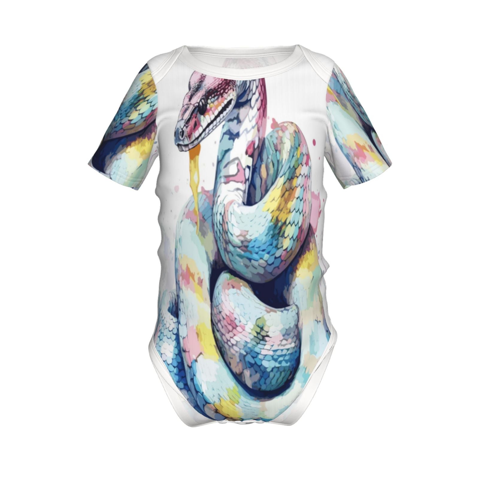 Xecao Watercolor Snake Pattern Baby Climbing Bodysuit Short Sleeve ...