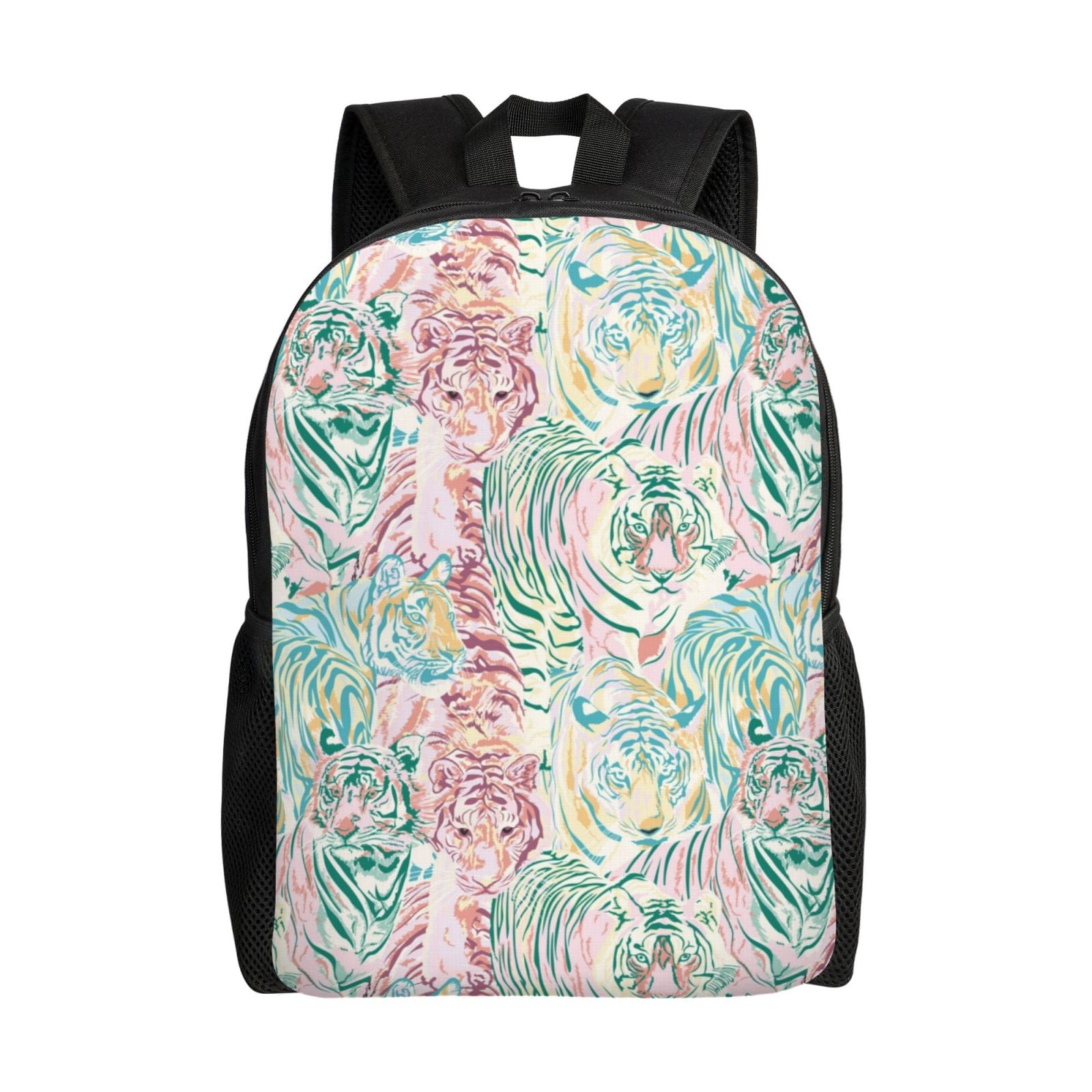 Xecao Watercolor Tiger Print School Backpack with Laptop Compartment ...