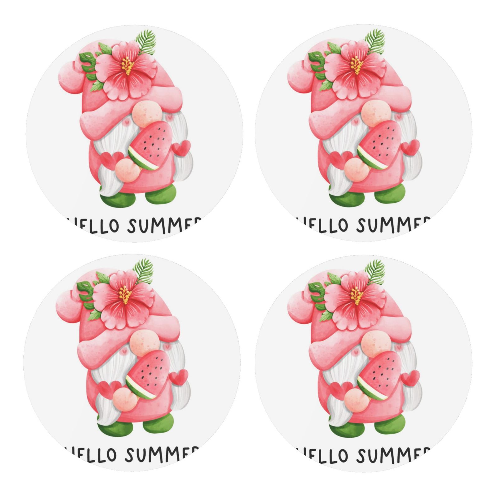 Xecao Watercolor Tropical Gnomes for MDF Cork Coaster 4 Pcs,Drink ...