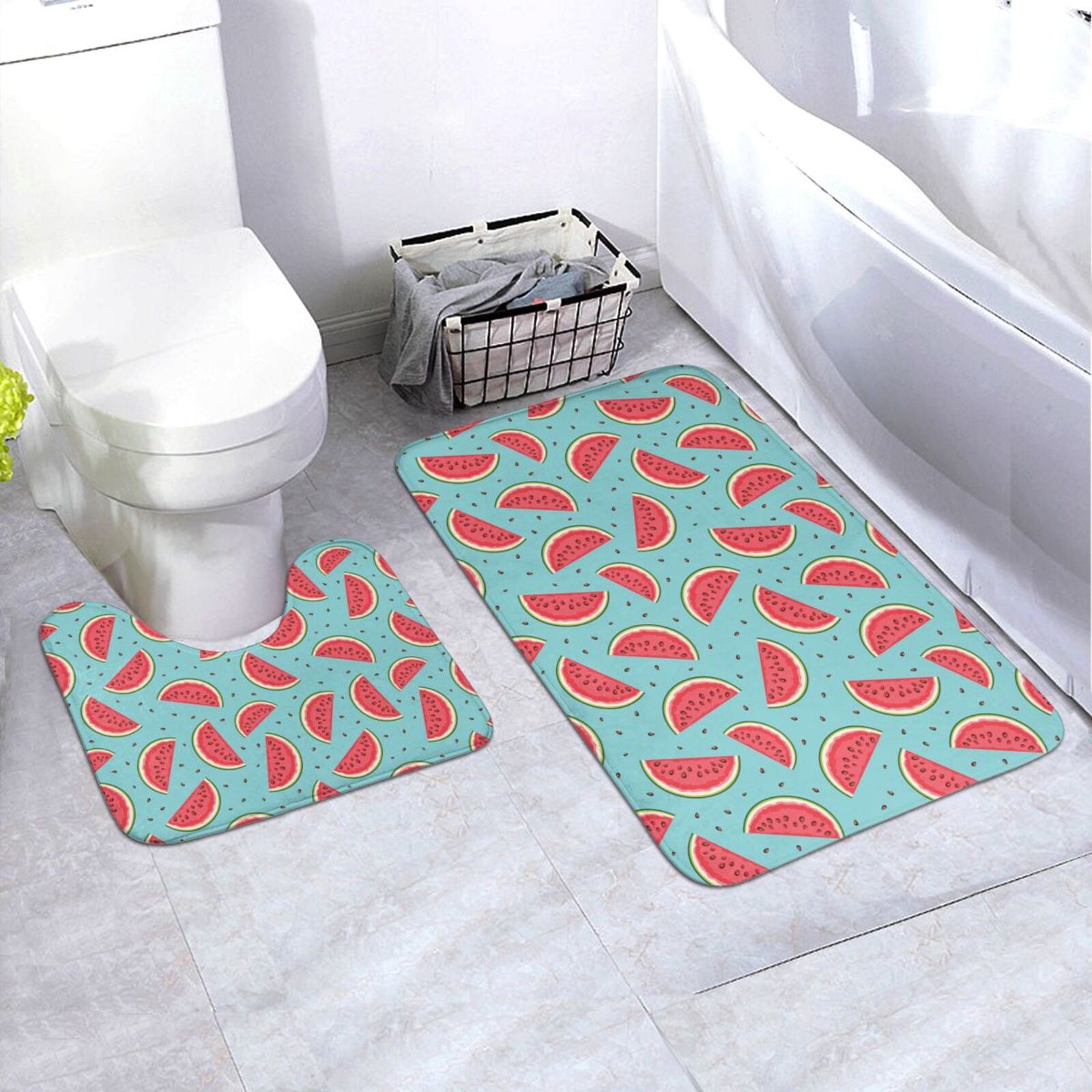 Xecao Watermelon 2-Piece Vintage Seamless Anti-Skid Mat Set, featuring ...