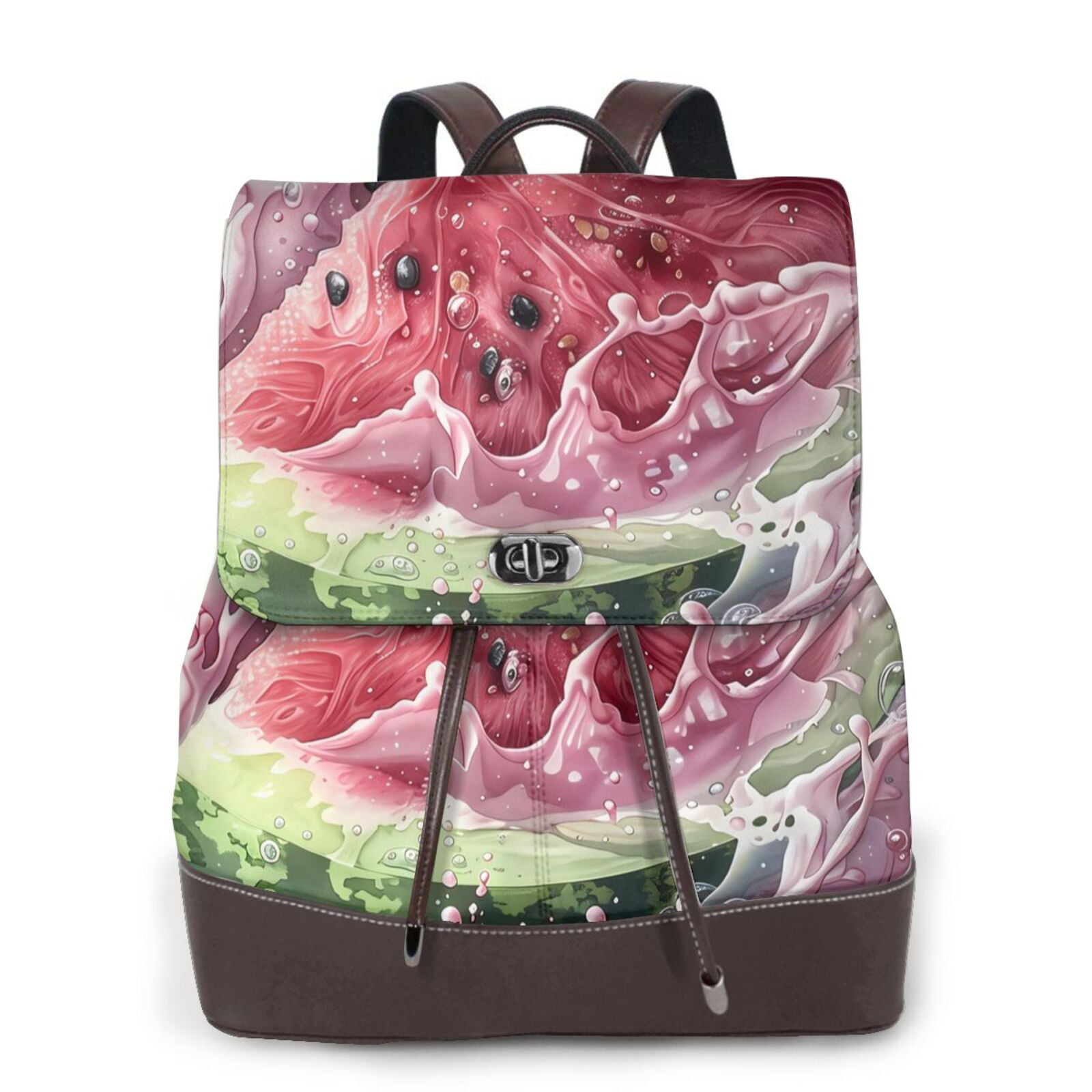Xecao Watermelon Splash Realism Art Print Large Backpack Soft Leather ...