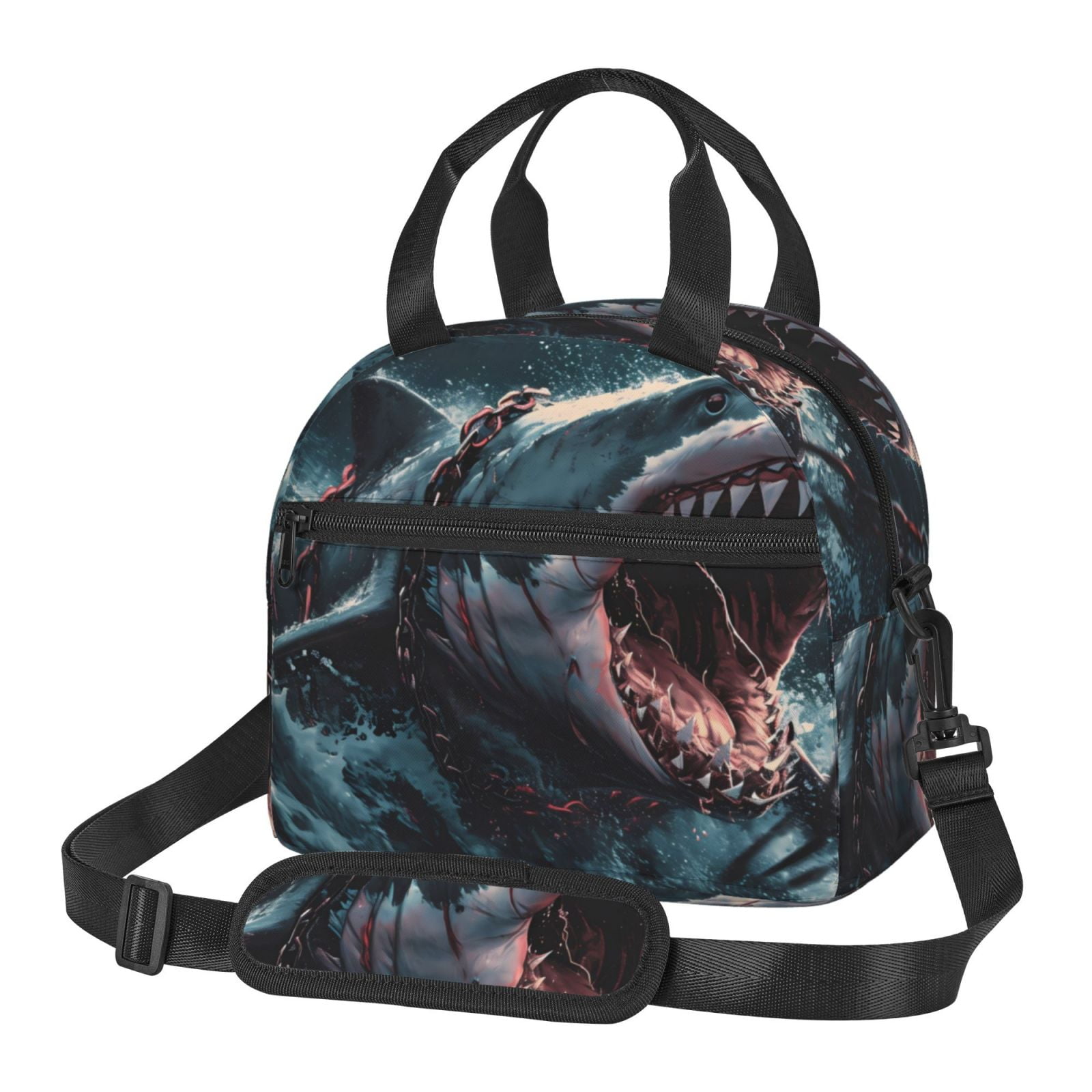 Xecao Wave Chain Shark Print Insulated Lunch Box, Lunch Cags Lunch Bag ...