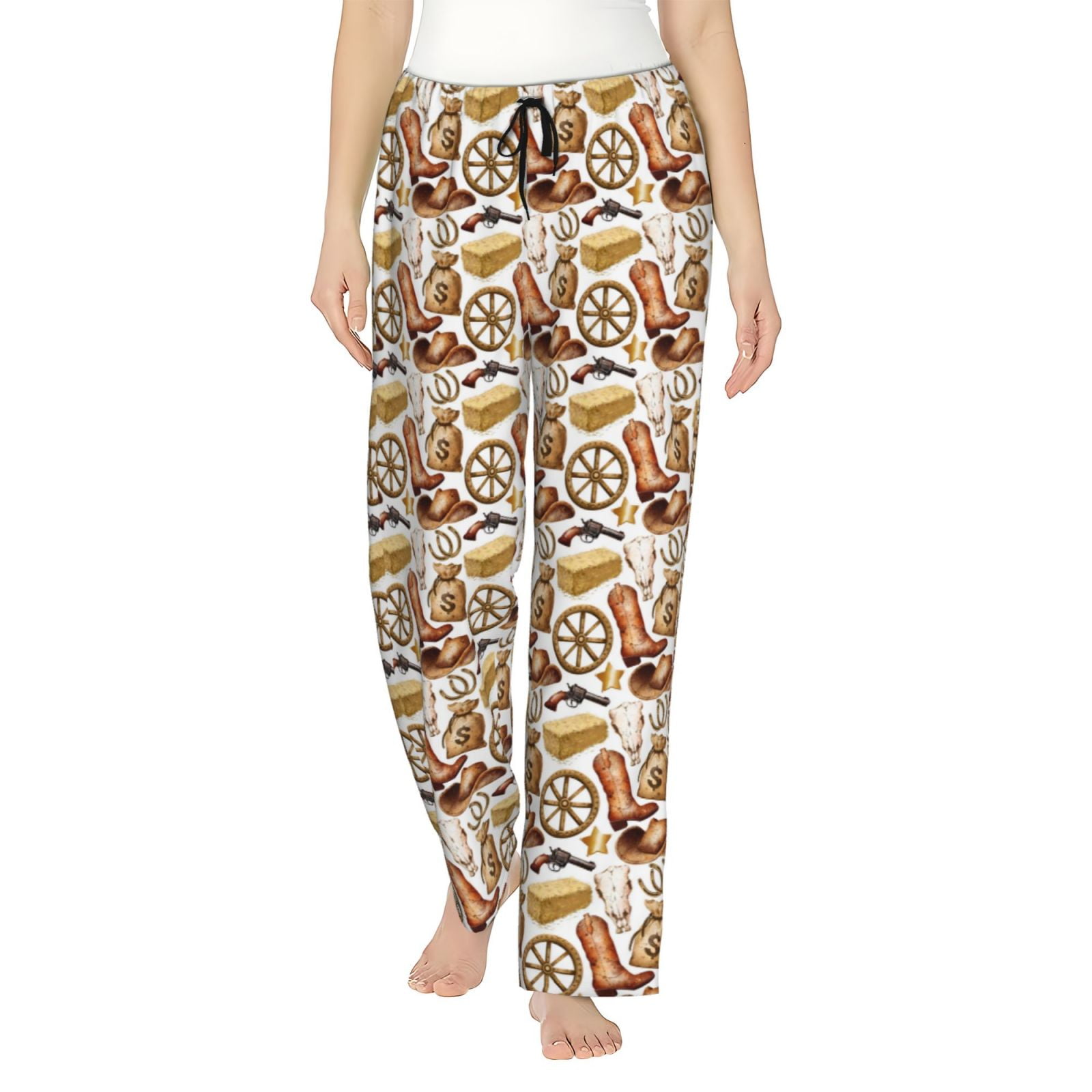 Xecao Western Cowboy Print Women's Straight Lounge Pajama Pants,The ...