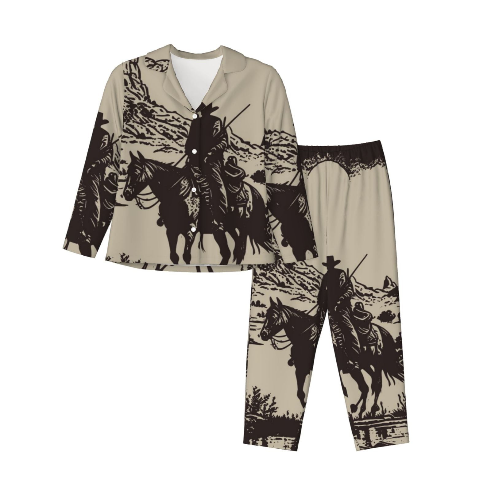 Xecao Western Desert Cowboy Print Women Pajamas Set Soft Sleepwear Pjs ...