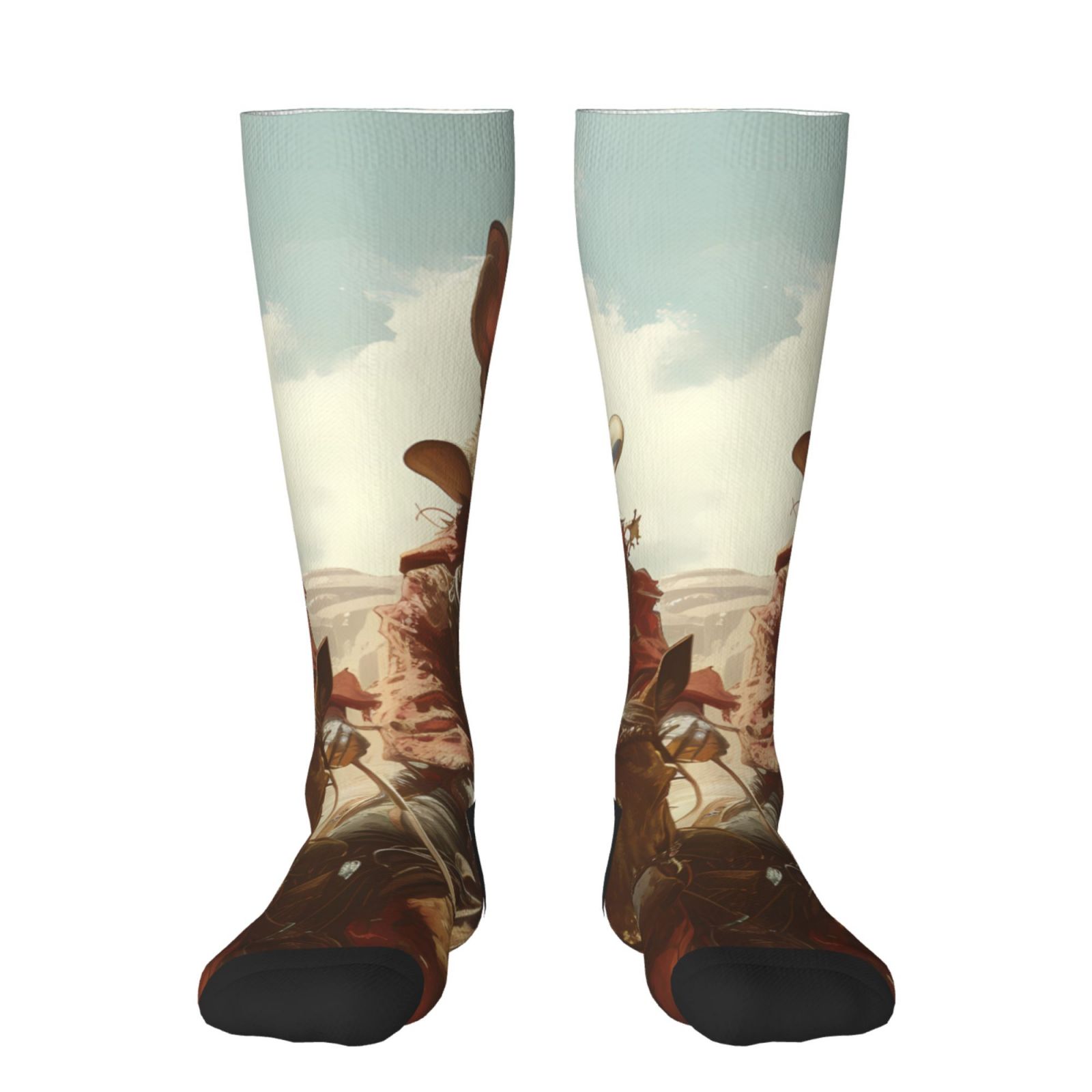 Xecao Western Rabbit Cowboy print thigh-high socks, crafted for both ...
