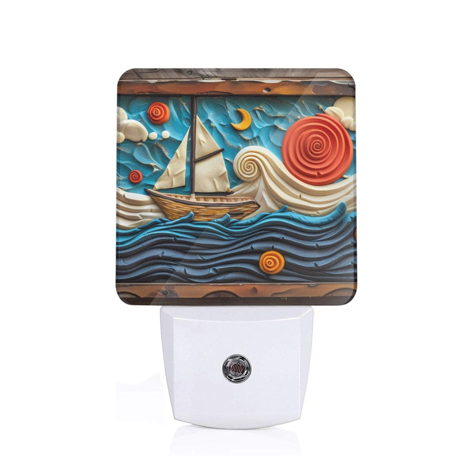 Xecao Whimsical Sailboat Ocean Art for Night Light - a Wall-mounted LED ...