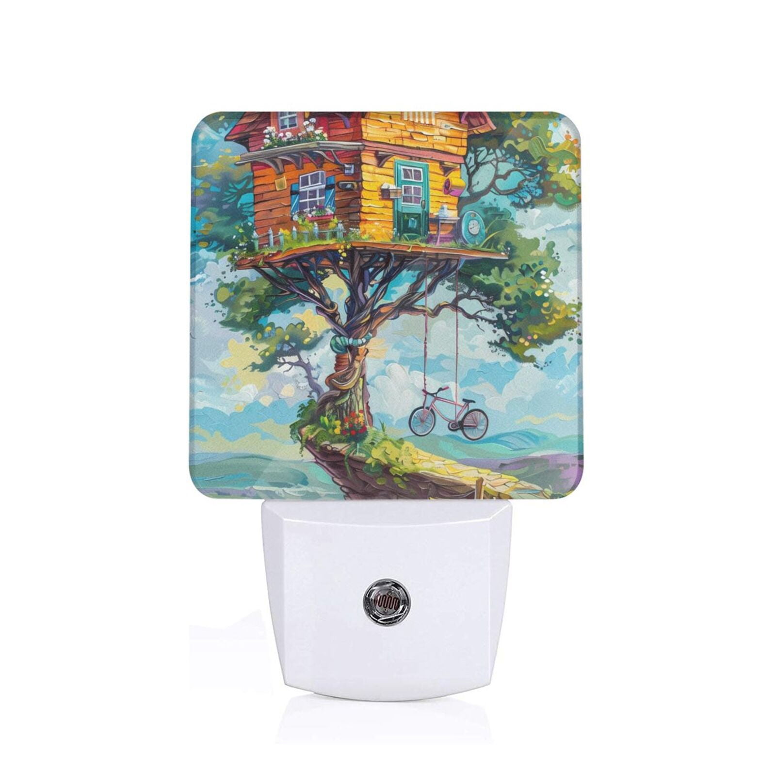 Xecao Whimsical Treehouse Painting for Night Light - a Wall-mounted LED ...