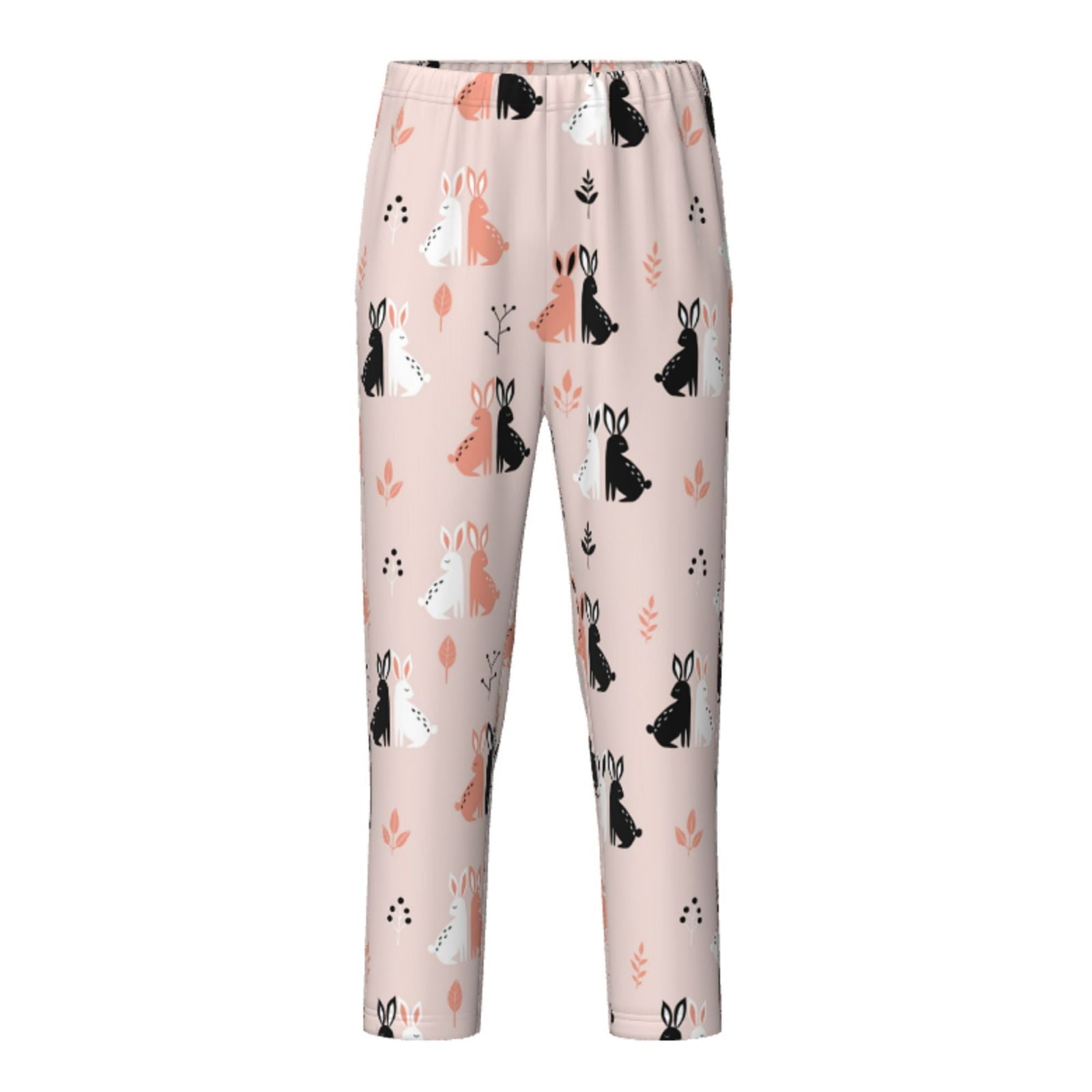 Xecao White And Black Rabbit Print Teenagers' Pajama Pants Long Sleep ...