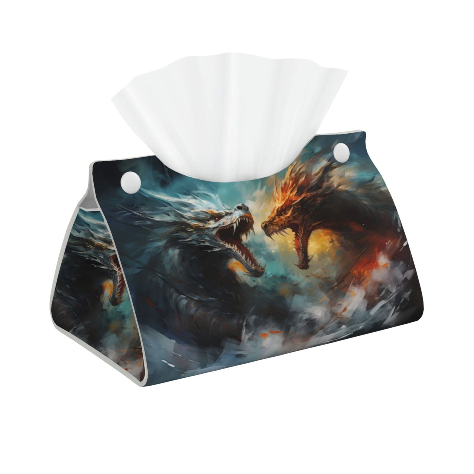 Xecao White And Red Sketch Dragon Print Tissue Box Cover,Modern PVC ...