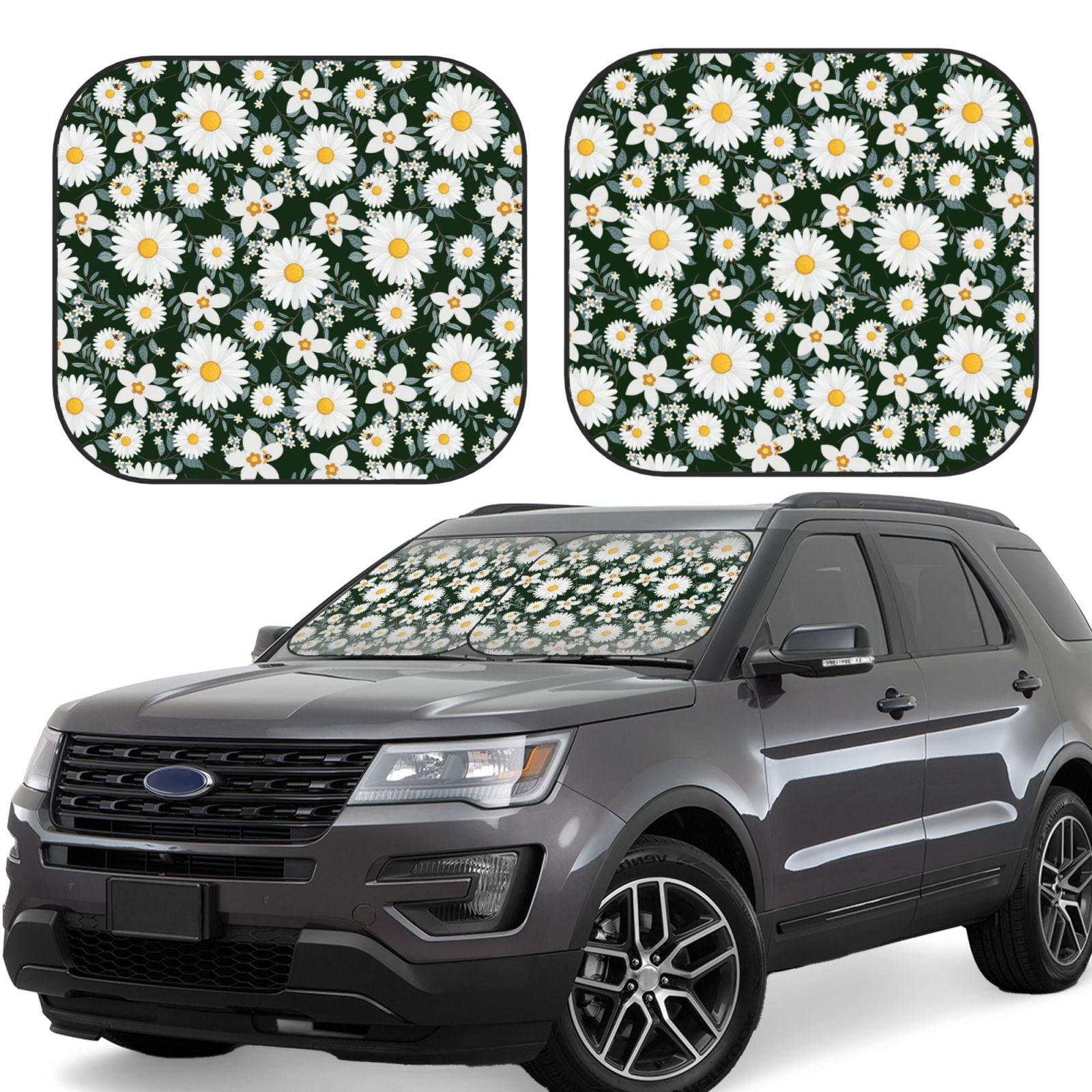 Xecao White Daisies and Bee for Foldable Car Sun Shades (2-Pack) offer ...