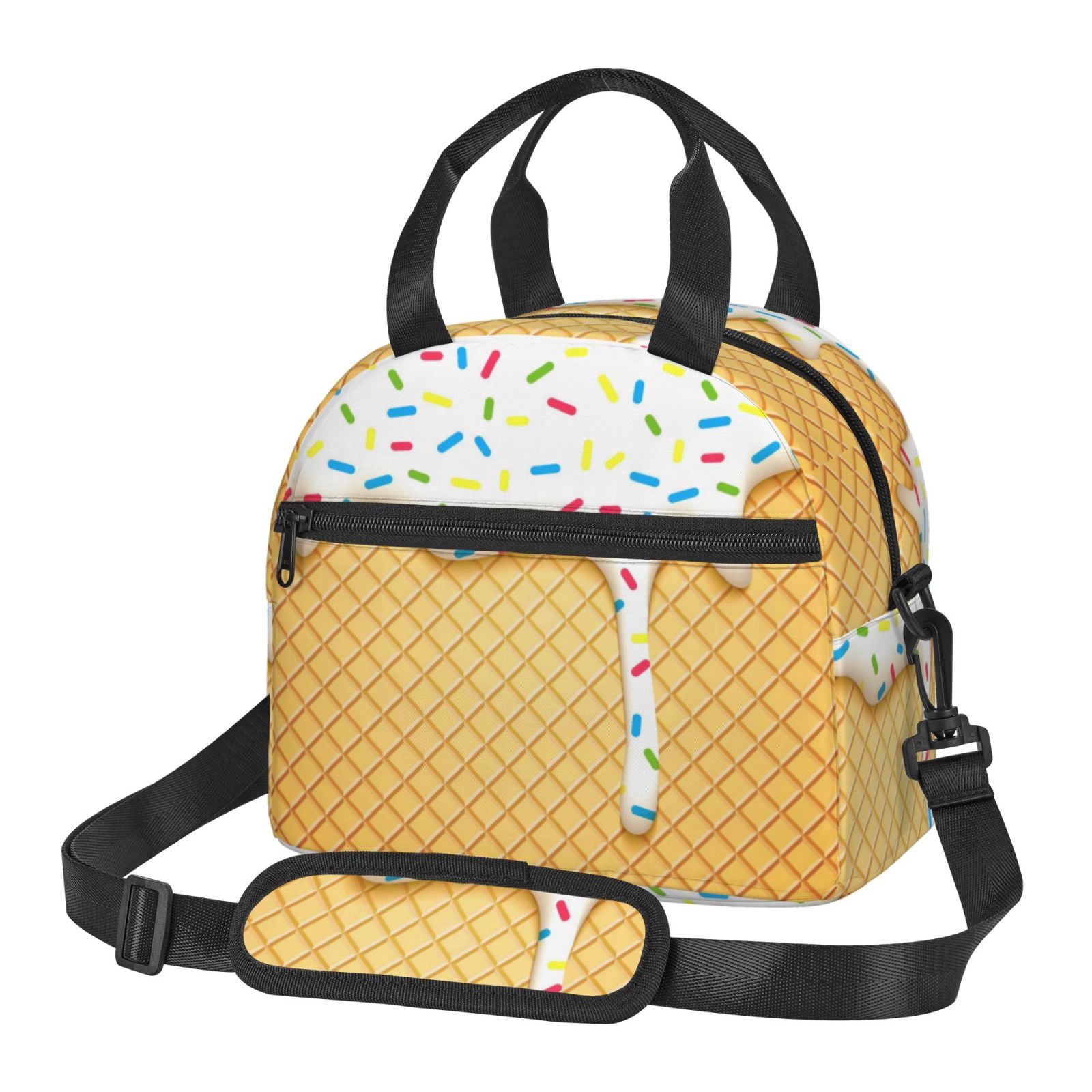 Xecao White Ice Cream Print Insulated Lunch Box, Lunch Cags Lunch Bag ...