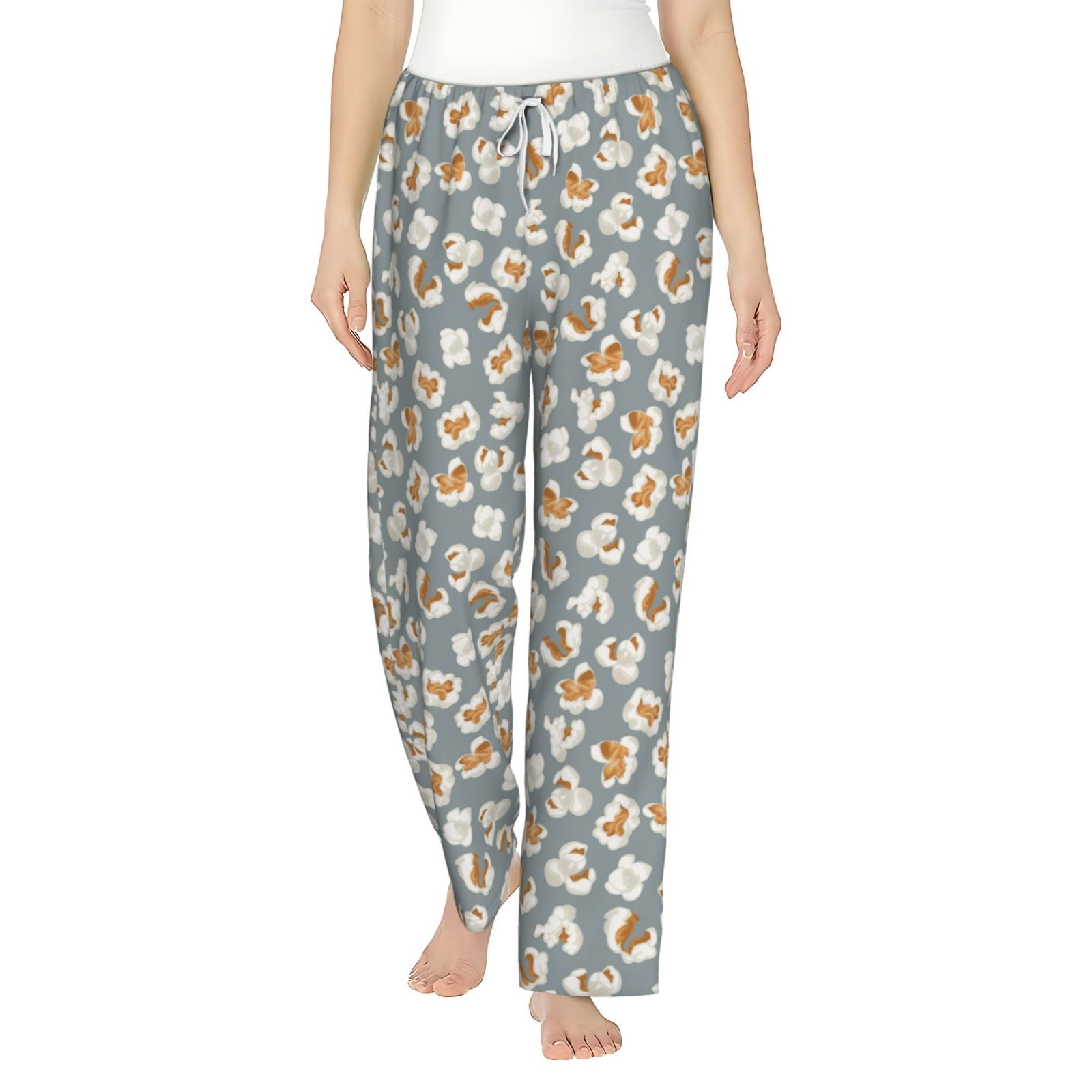 Xecao White Popcorn Women's Straight Lounge Pajama Pants: The Epitome ...