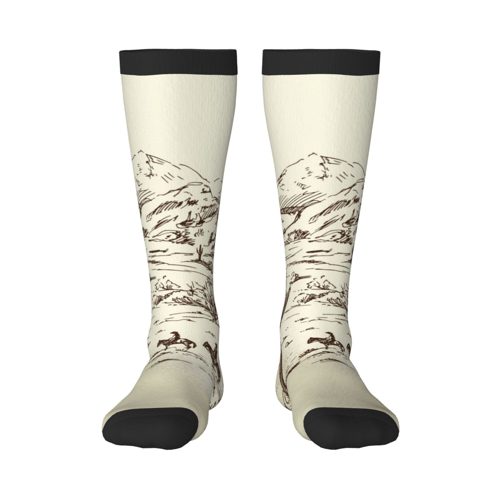 Xecao Wild West Desert With Cowboys Print Compression Socks for Both ...