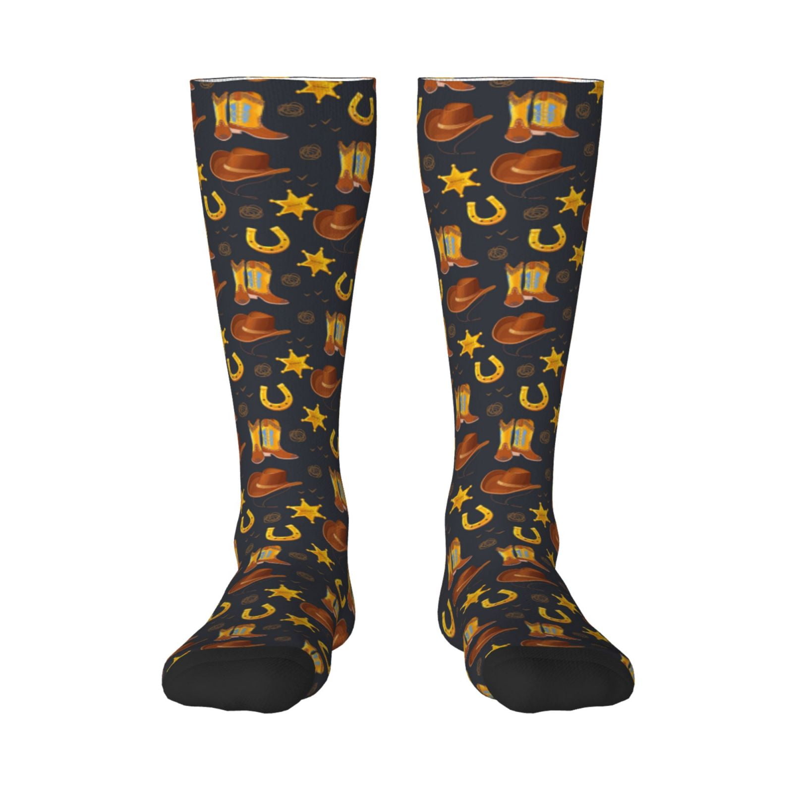Xecao Wild West Golden Horseshoe Print Compression Socks for Both Men ...