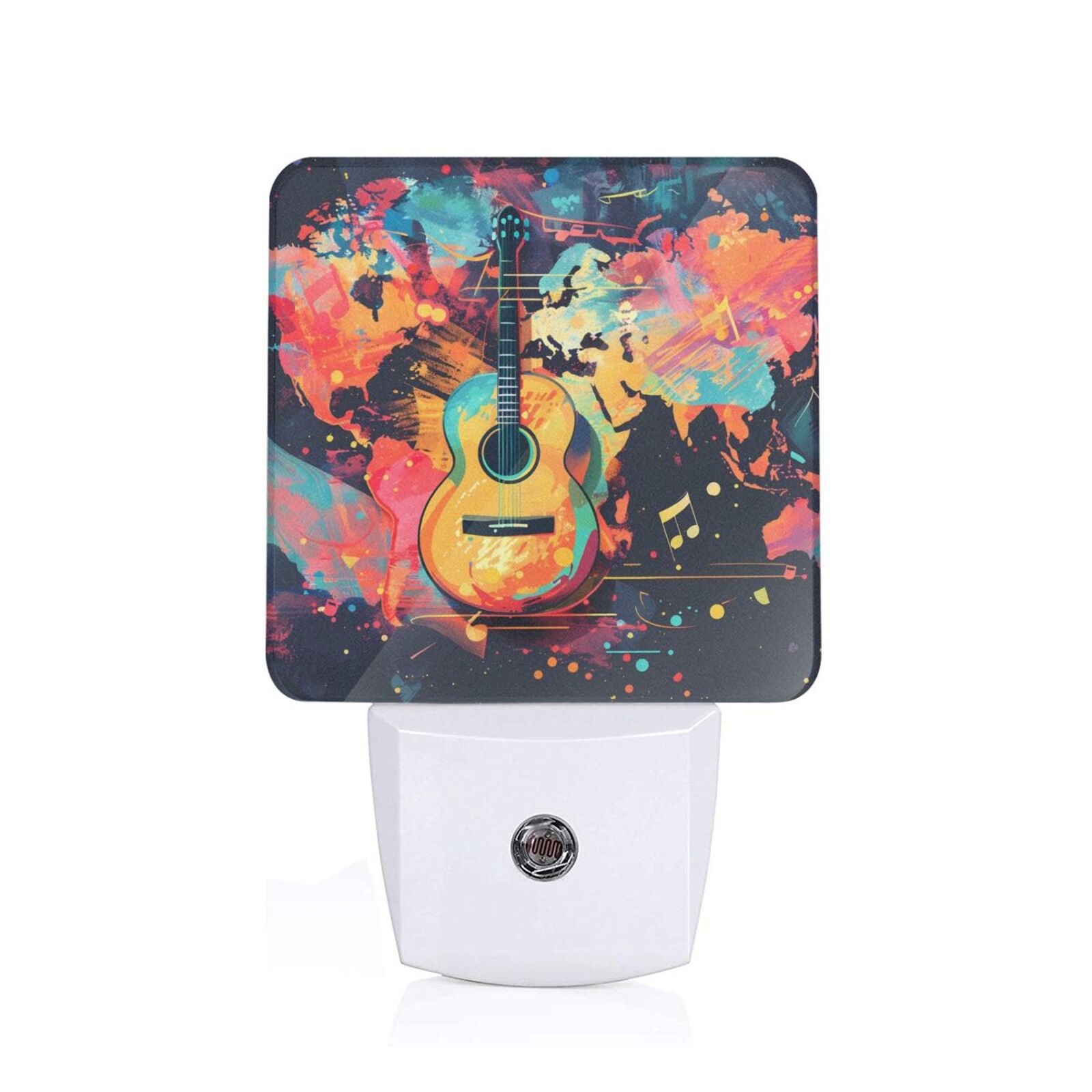 Xecao World Map Guitar Illustration for Night Light - a Wall-mounted ...