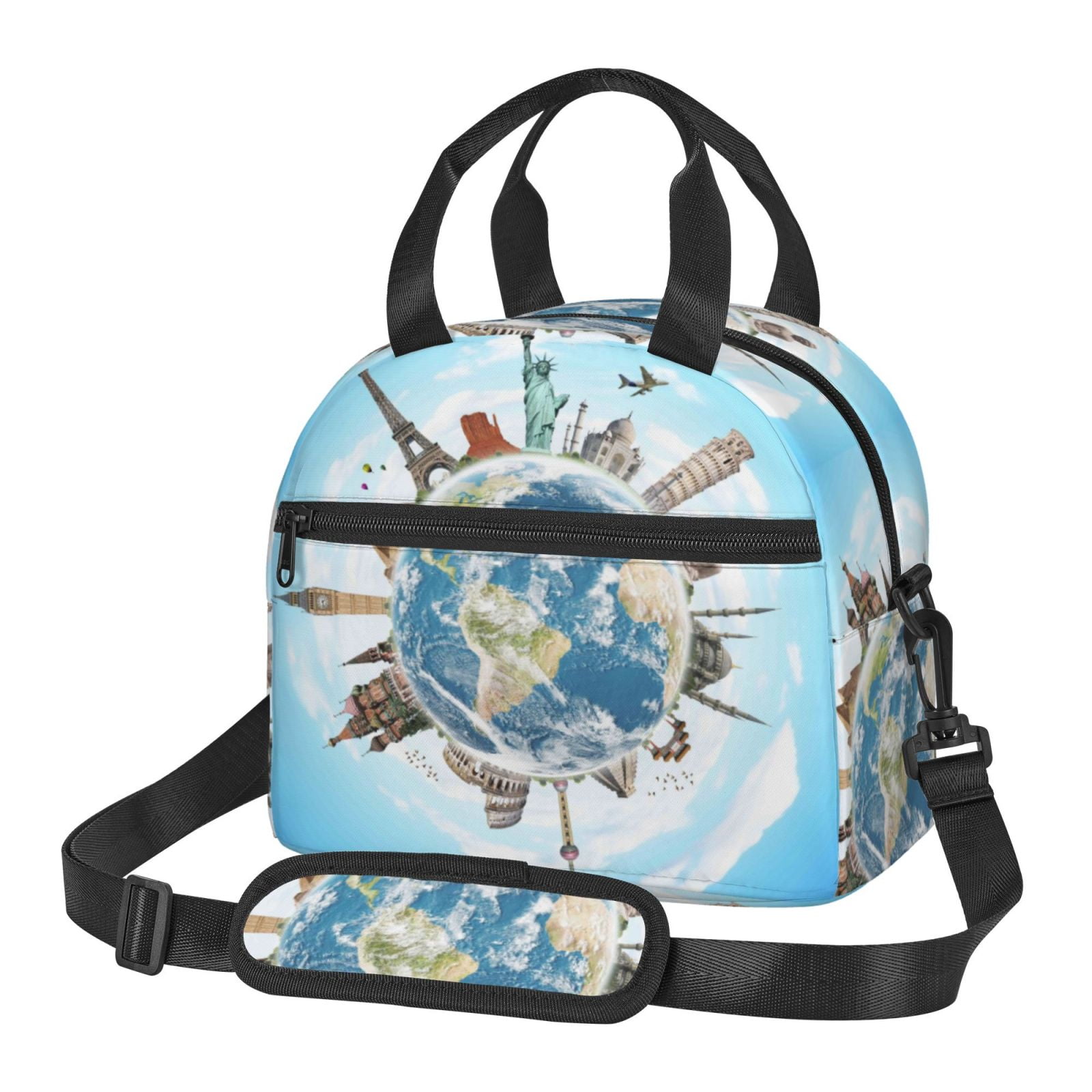 Xecao World Travel Print Insulated Lunch Box, Lunch Cags Lunch Bag ...