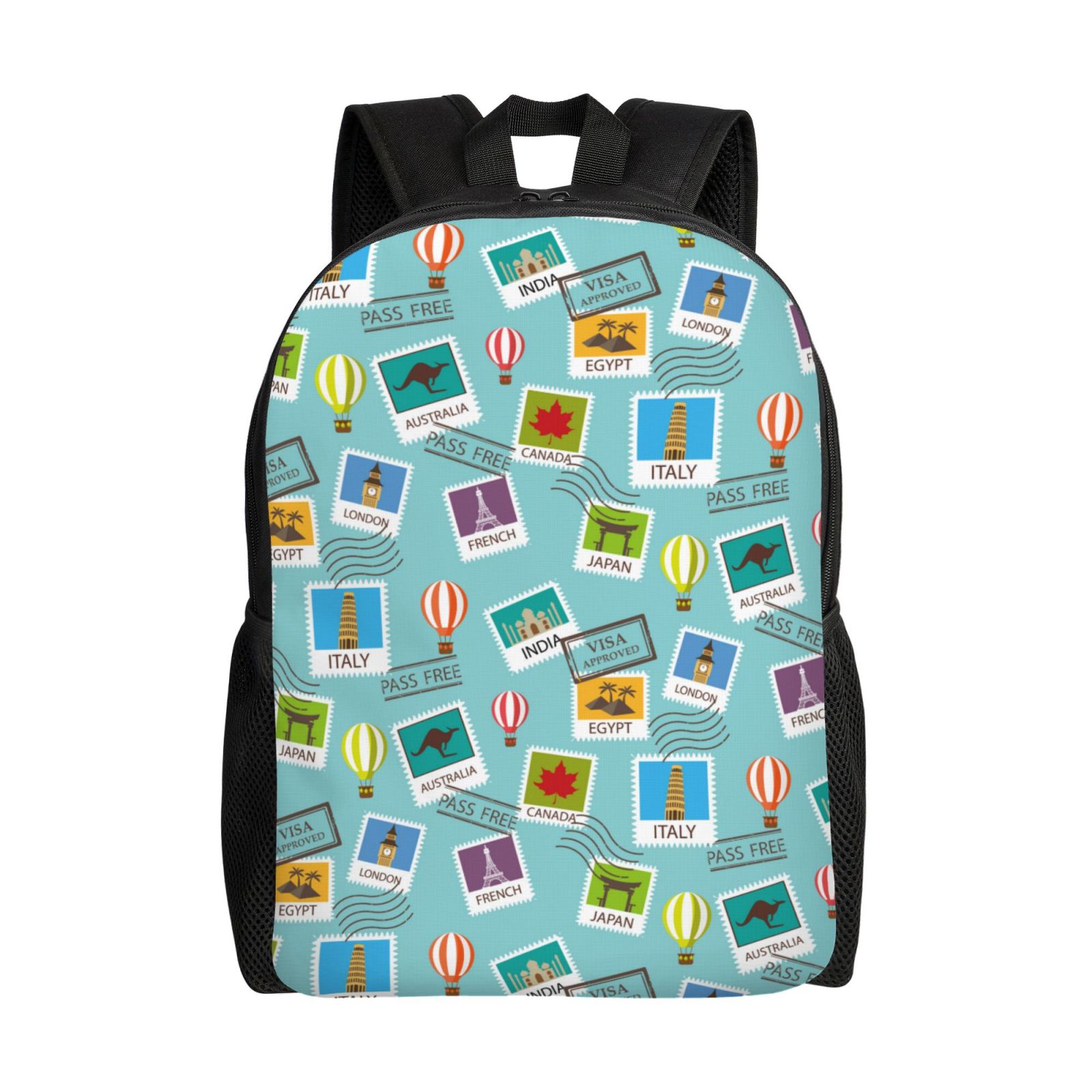 Xecao World Travel1 Print School Backpack with Laptop Compartment Small ...