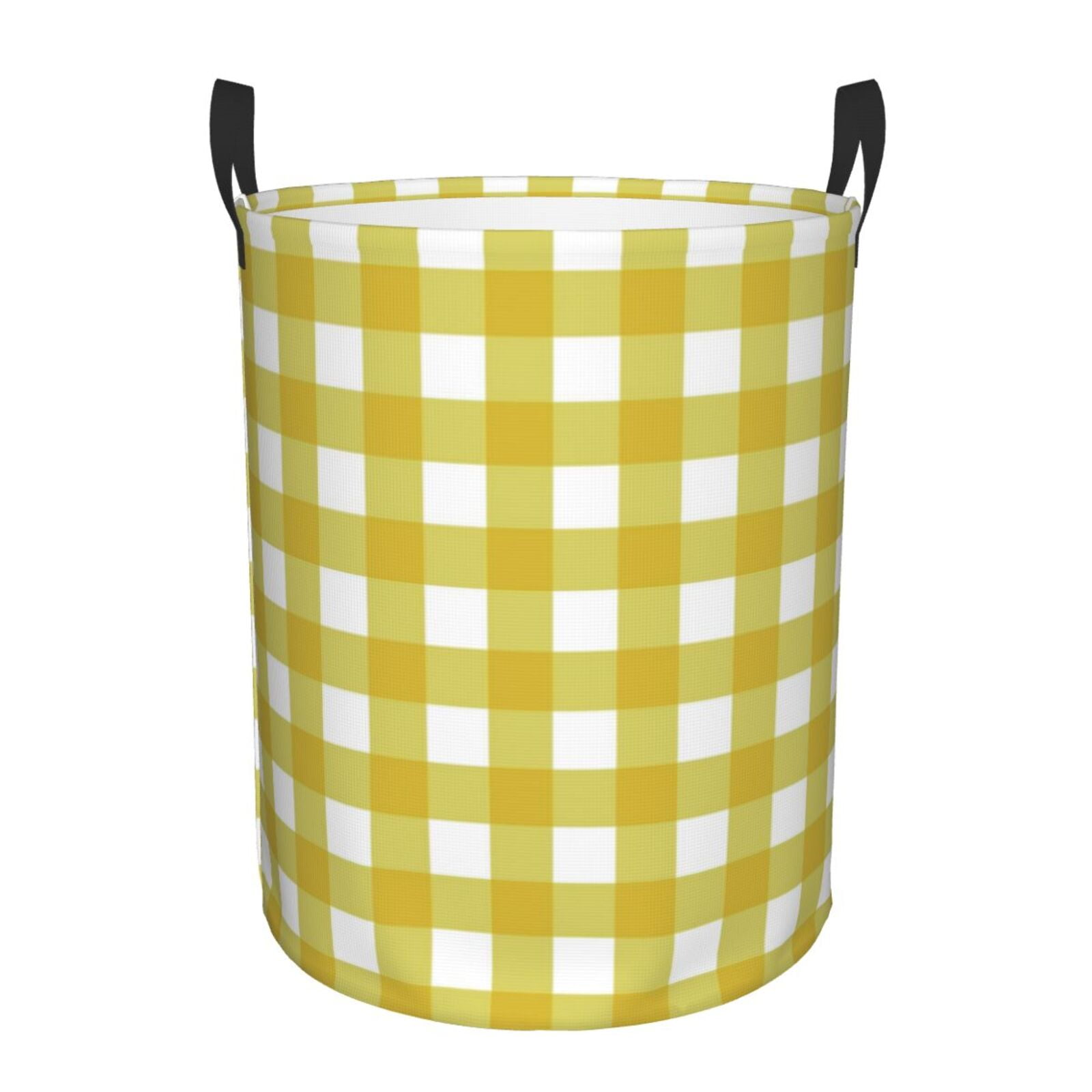 Xecao Yellow Checkboard Print Laundry Hamper Basket,designed for ...