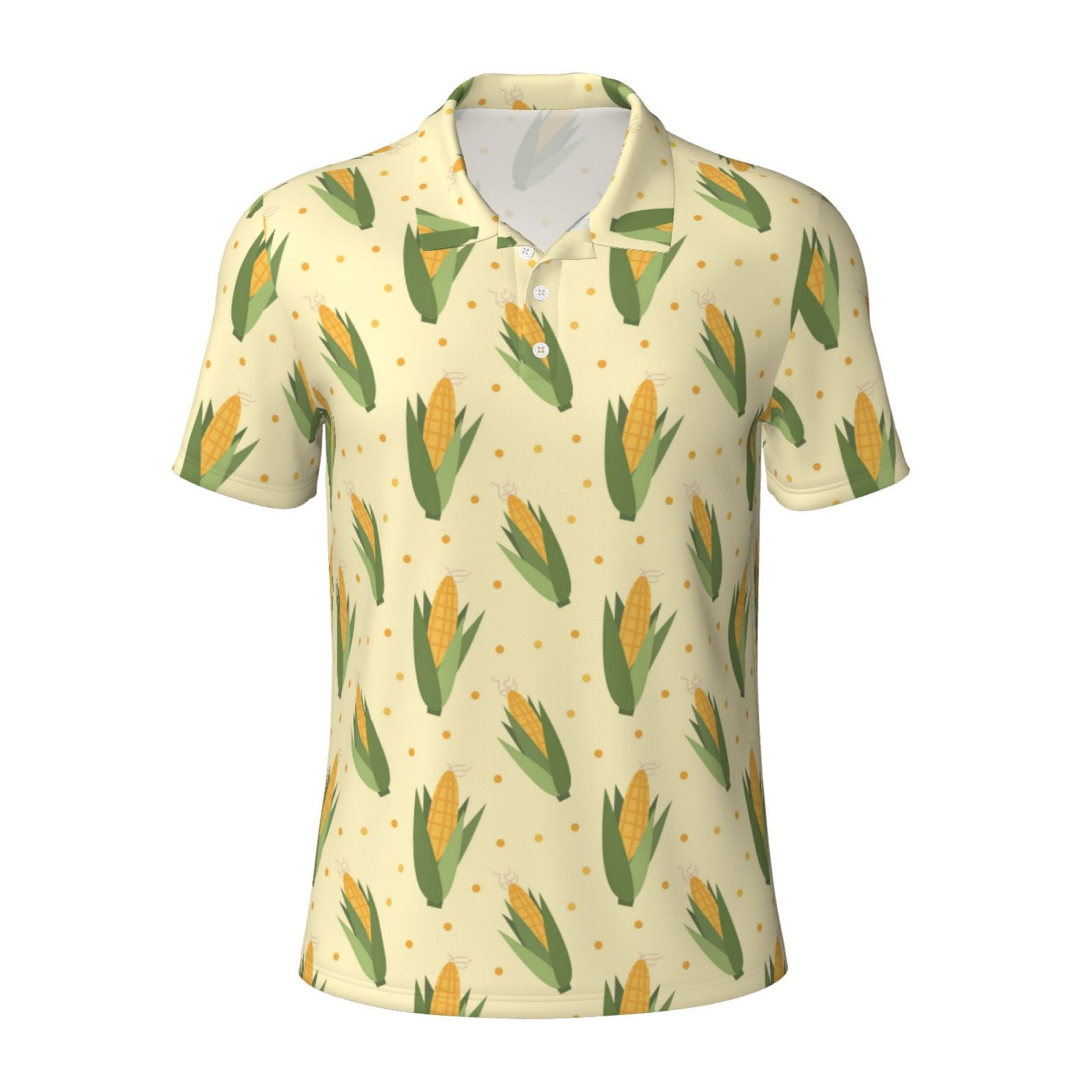 Xecao Yellow Corn for Mens' Casual Short Sleeve Button-Down Polo Shirts ...