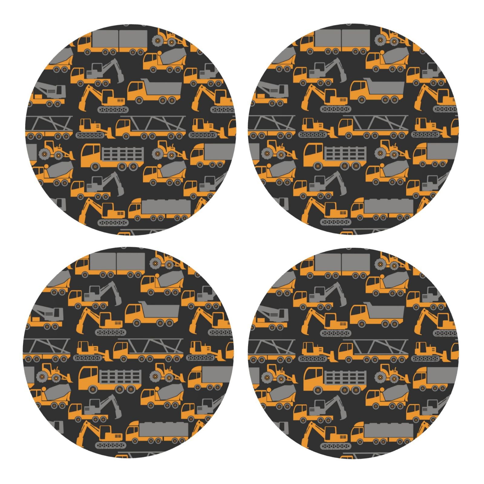 Xecao Yellow Excavator for MDF Cork Coaster 4 Pcs,Drink Coasters,Suit ...