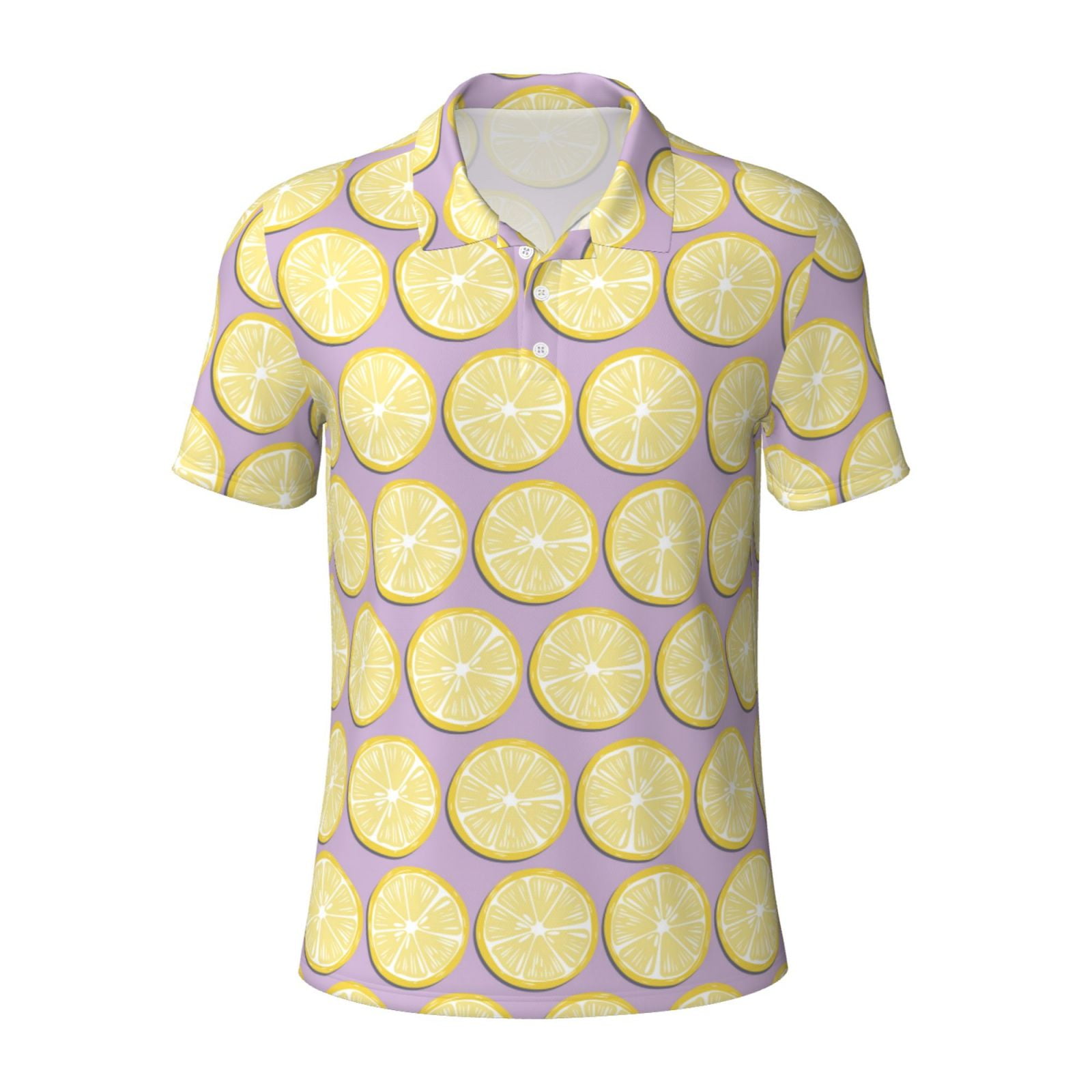 Xecao Yellow Lemon Slices for Mens' Casual Short Sleeve Button-Down ...