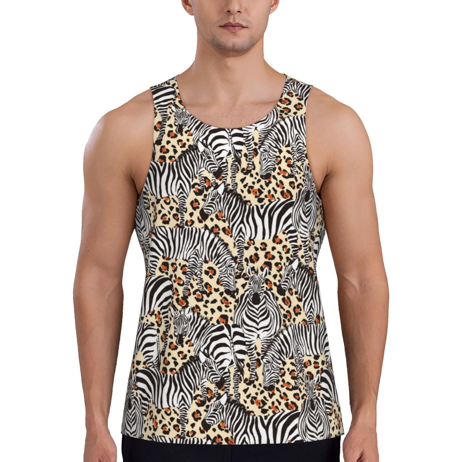 Xecao Zebra Men's Tank Top Workout Quick Dry Sleeveless Gym Jogging ...
