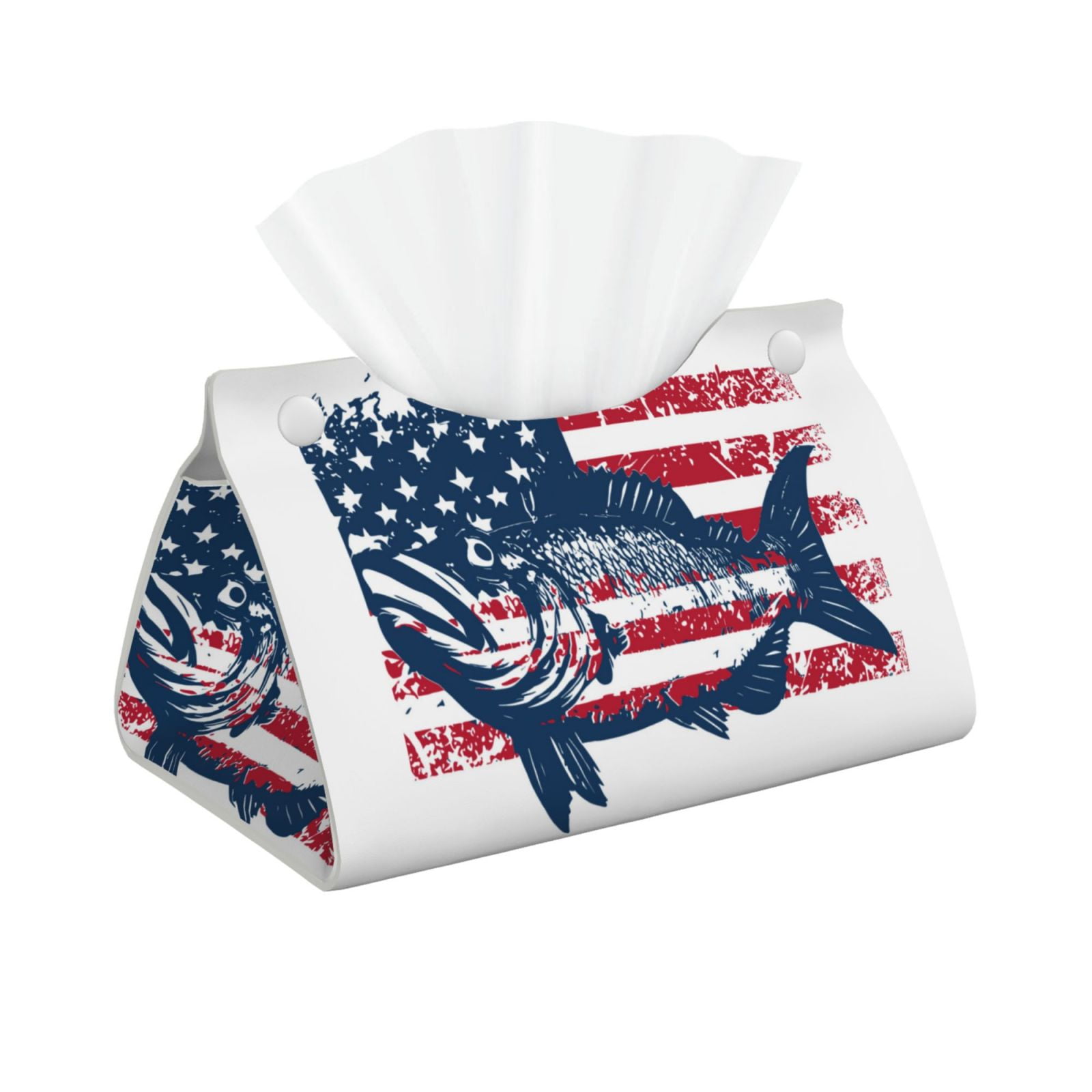 Xecao bass fish with the USA flag Print Tissue Box Cover,Modern PVC ...