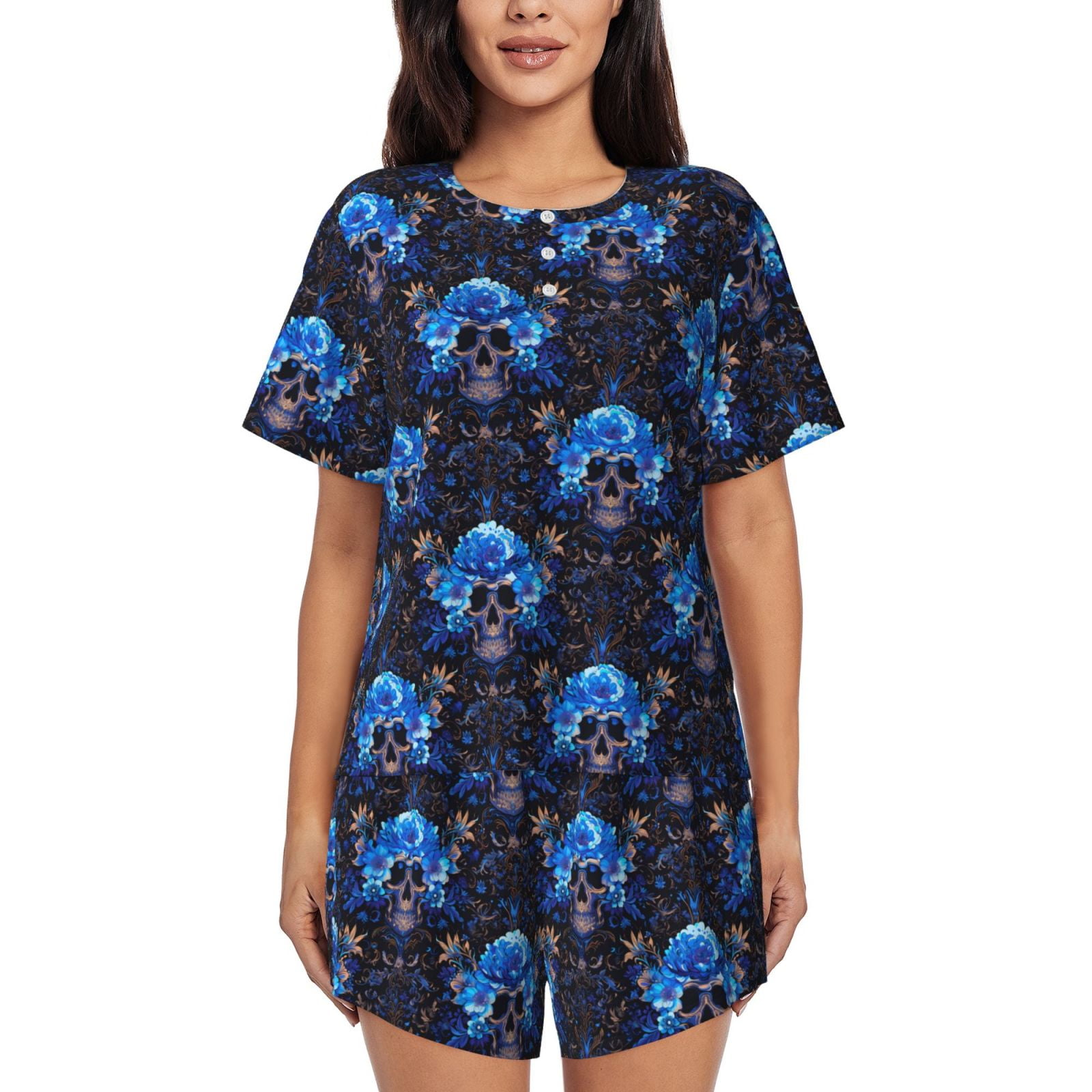 Xecao cool blue flower Skull print Swimsuit for women, Summer-ready ...