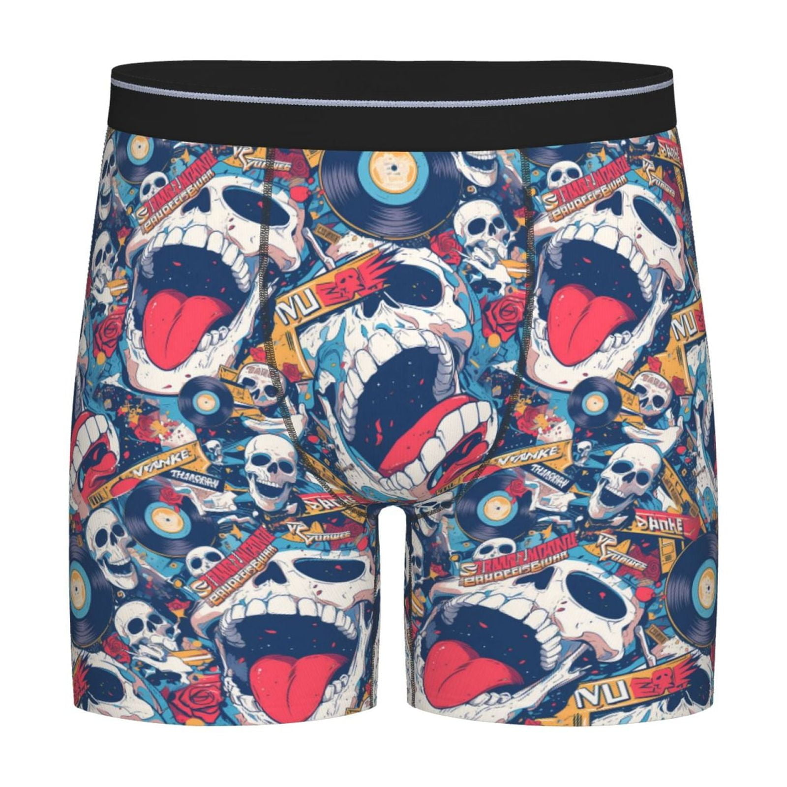Xecao cool rock Skull Print Boxer Briefs for Men's Stretch Moisture ...
