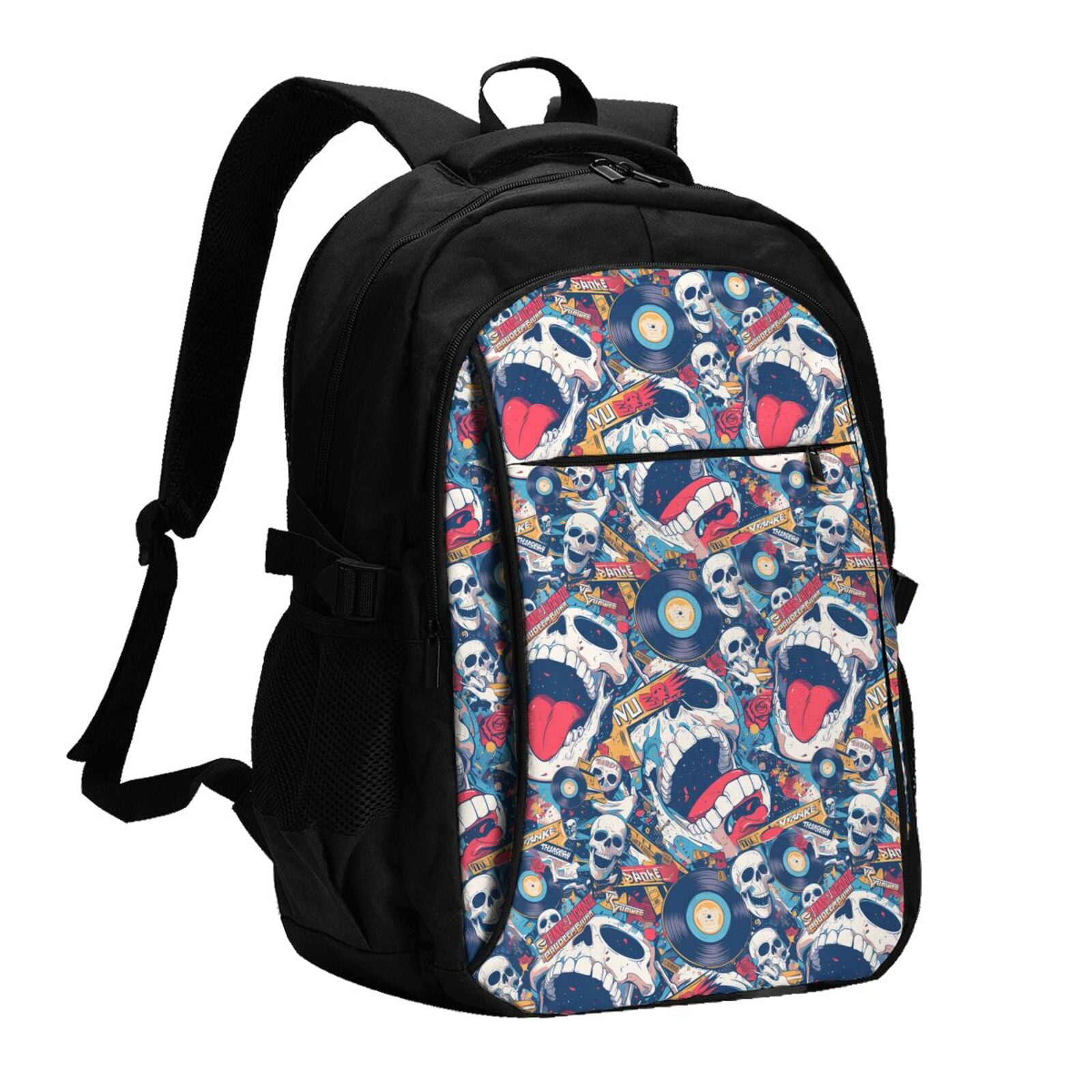 Xecao cool rock Skull for Travel Laptop Backpack, USB-Charging-Enabled ...