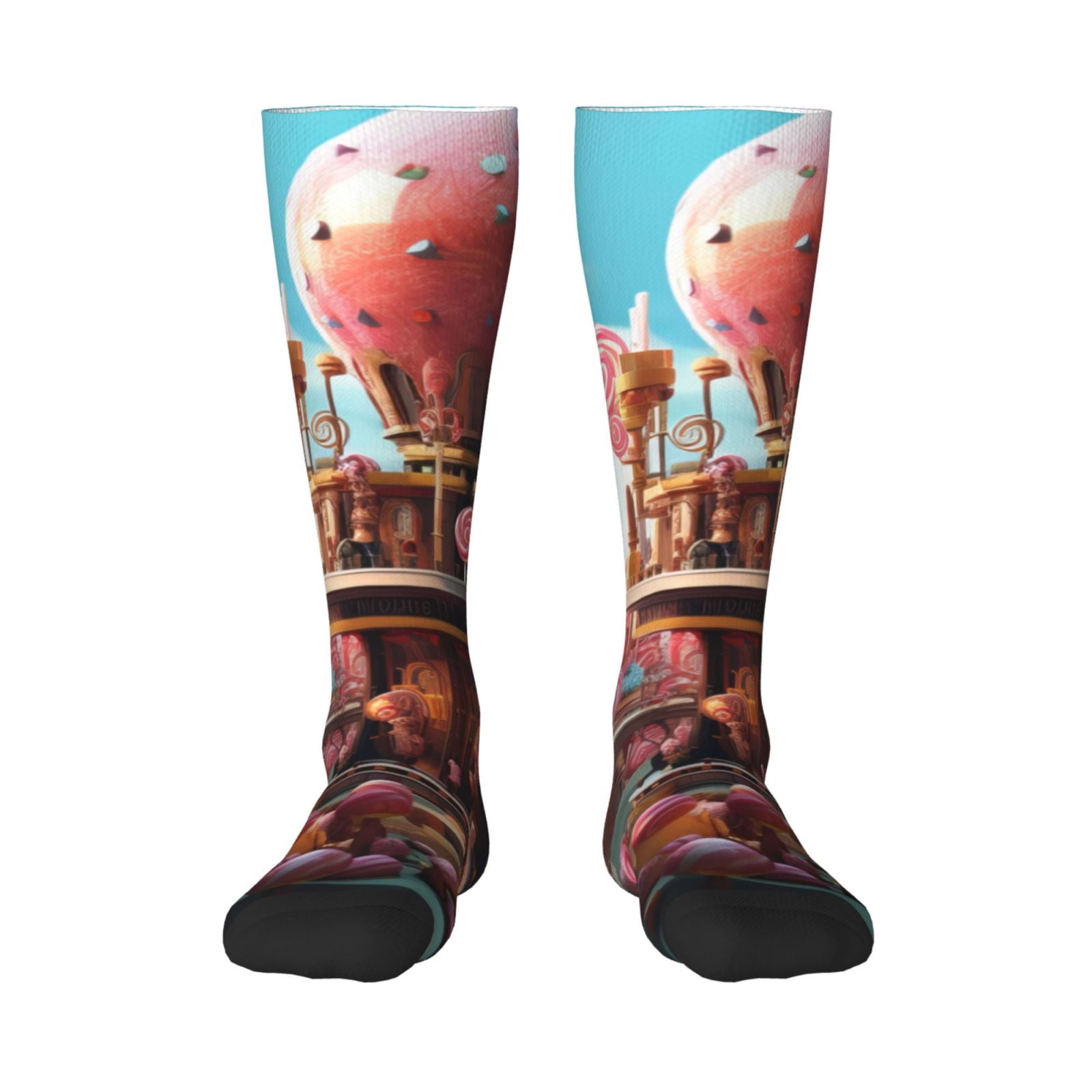 Xecao fairy-tale-world-with-delicious-candy Print Compression Socks for ...