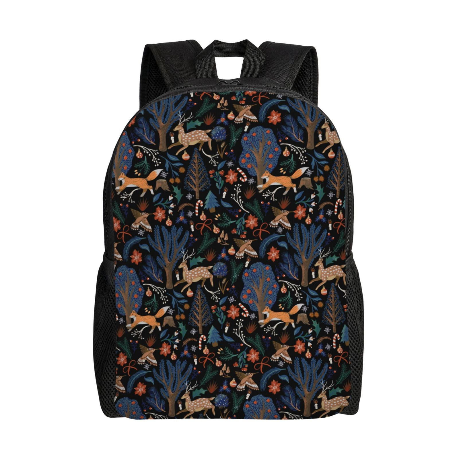 Xecao fall fox deer bird Print School Backpack with Laptop Compartment ...