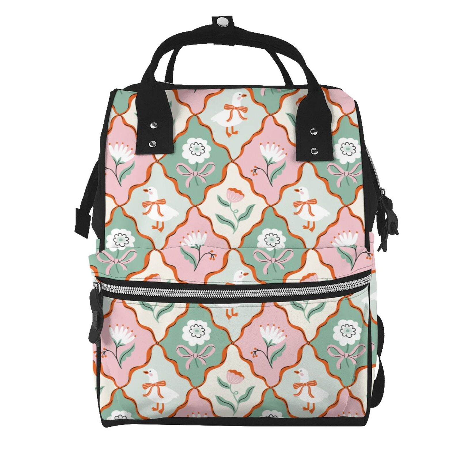 Xecao flowers and white geese Print Large Capacity Nappy Bag Is a Multi ...