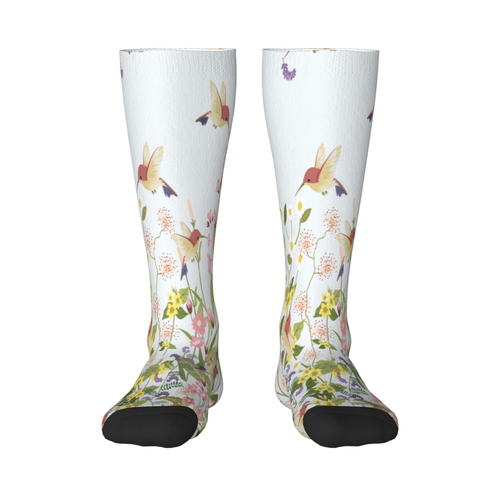 Xecao hummingbird in floral Print Compression Socks for Both Men And ...