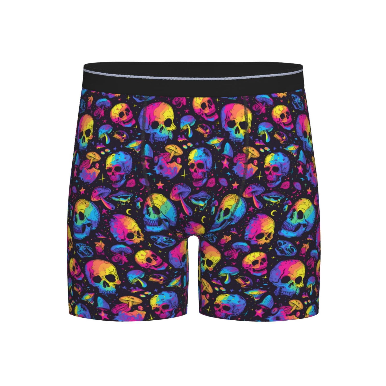 Xecao mushroom rainbow color Skull Print Boxer Briefs for Men's Stretch ...