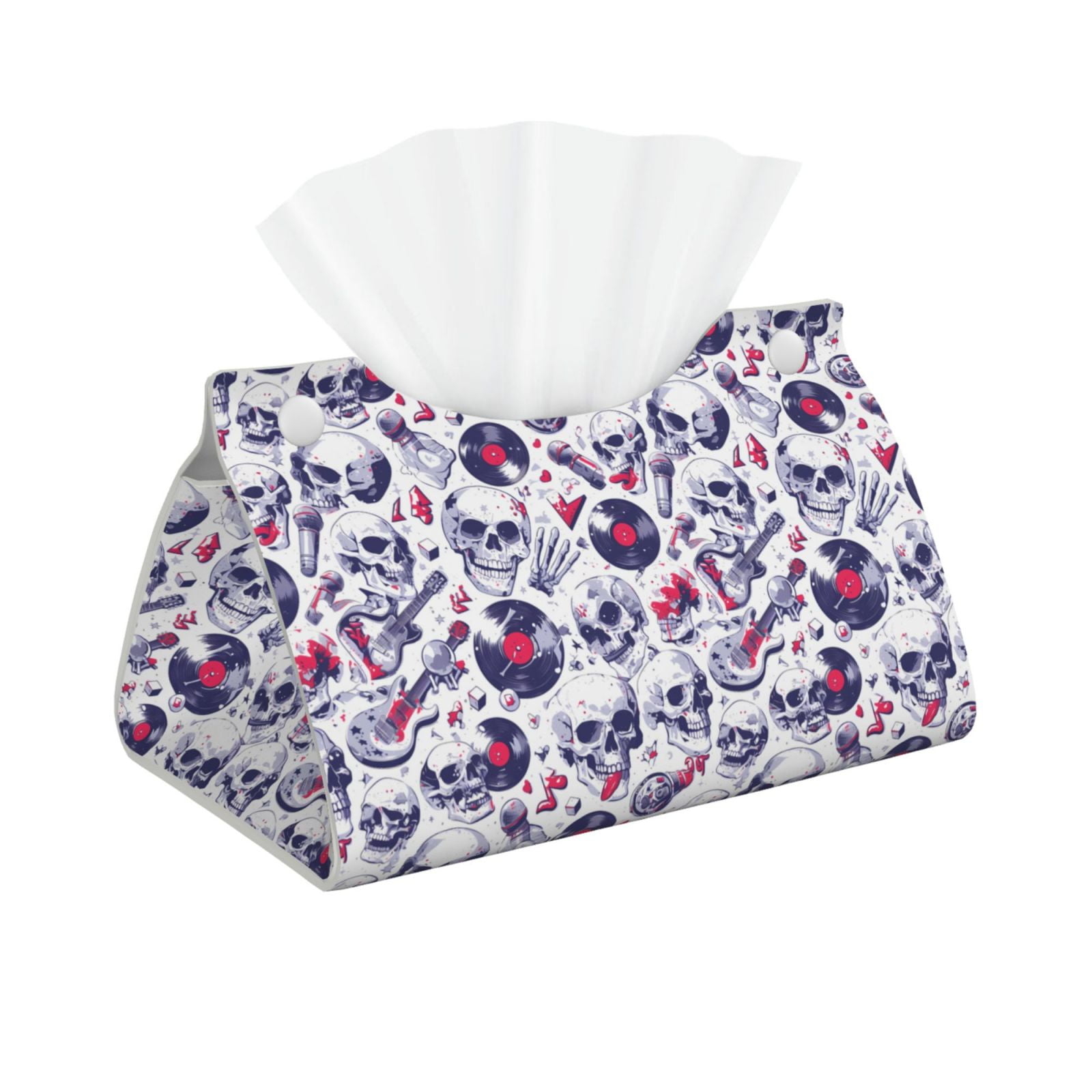 Xecao music Skull record mike Print Tissue Box Cover,Modern PVC Leather ...