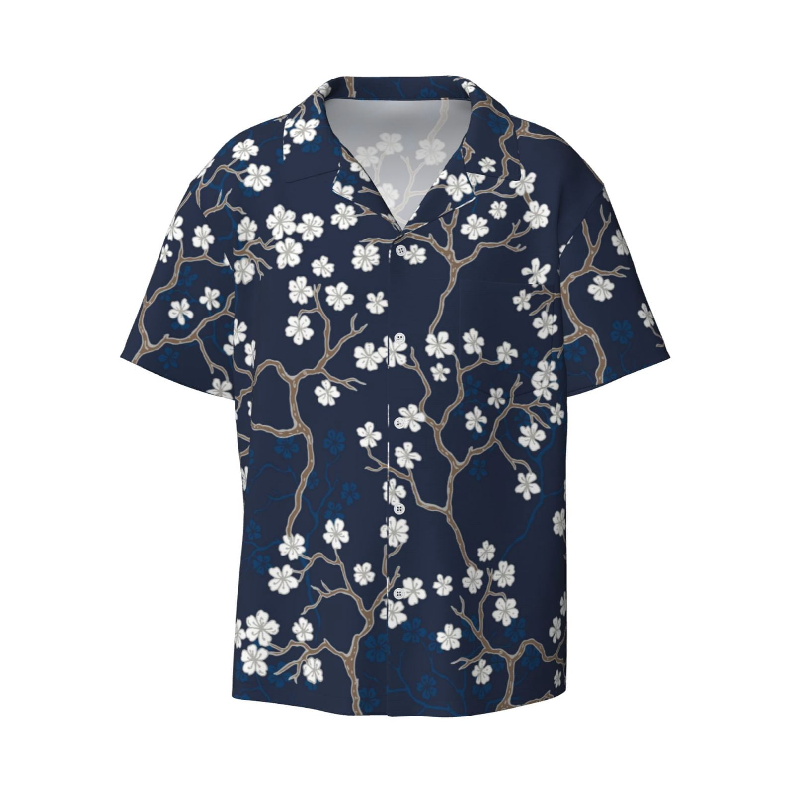 Xecao offers the Cherry Blossoms on Navy Background for Men's Casual ...