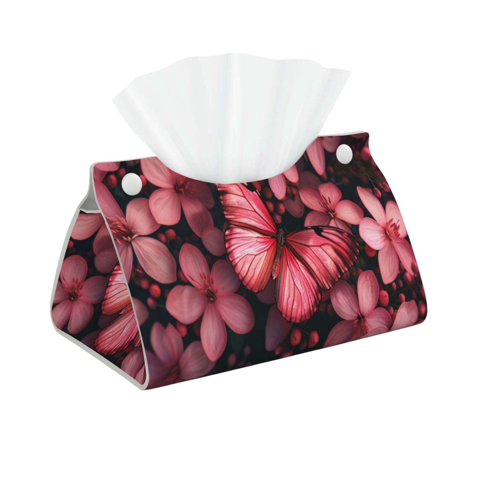 Xecao pink butterfly Print Tissue Box Cover,Modern PVC Leather Square ...